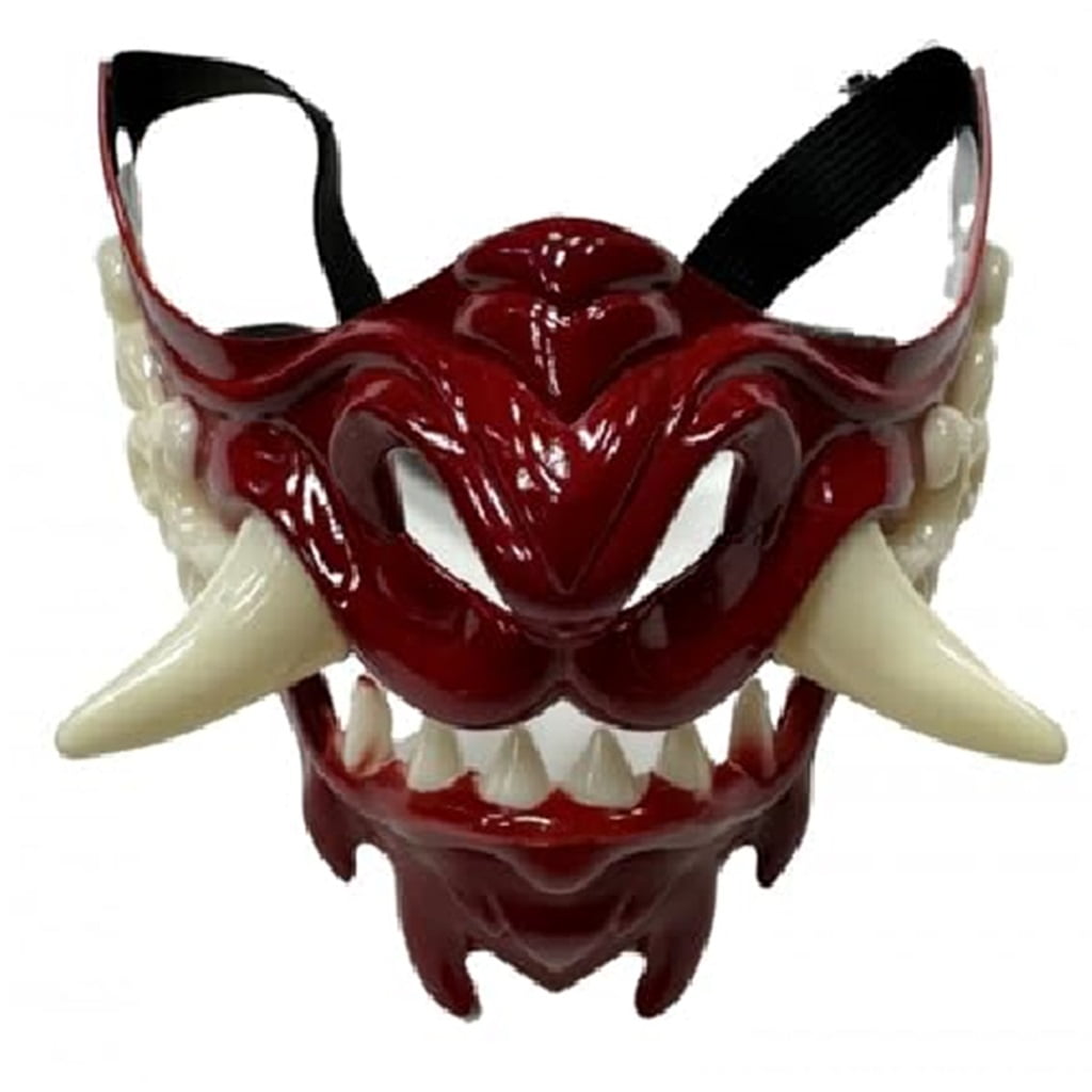 KBW Global M39781 Resin Red Japanese Oni Half Mask With Light Up Tusks ...