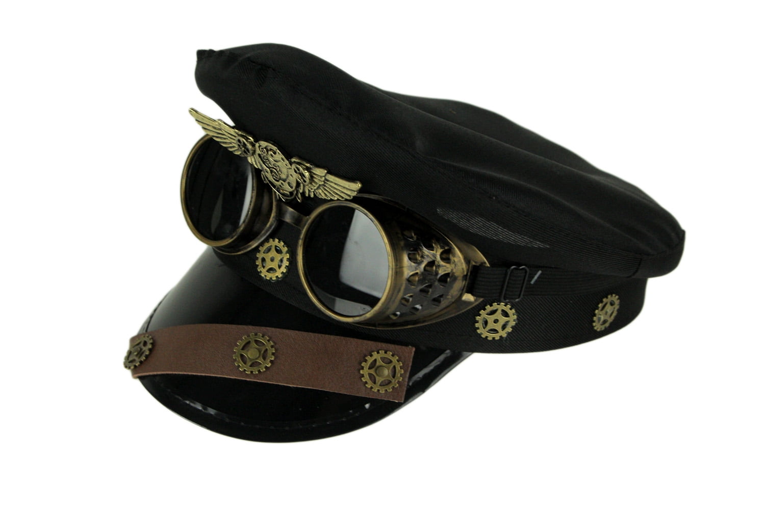 KBW Steam Forces Black Captain Cap and Goggles Adult Halloween ...