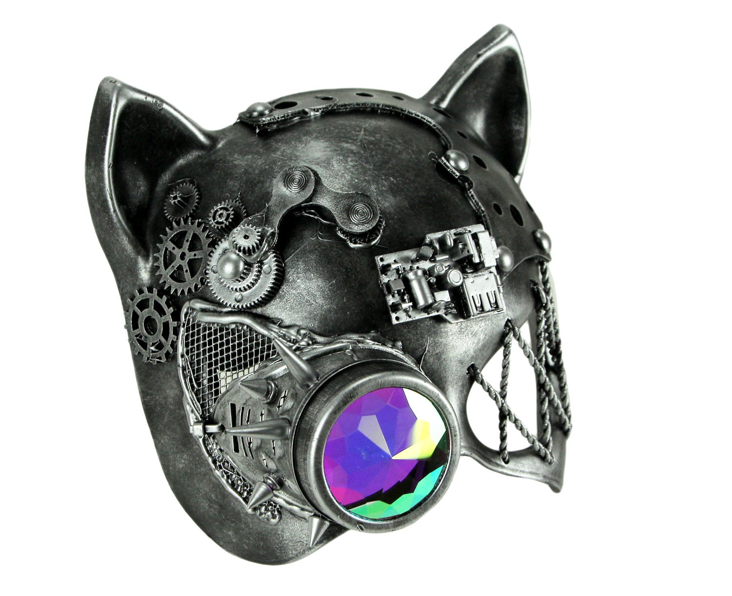 KBW Steamkpunk Cat Robot Kitty Halloween Mask with Light Refraction ...