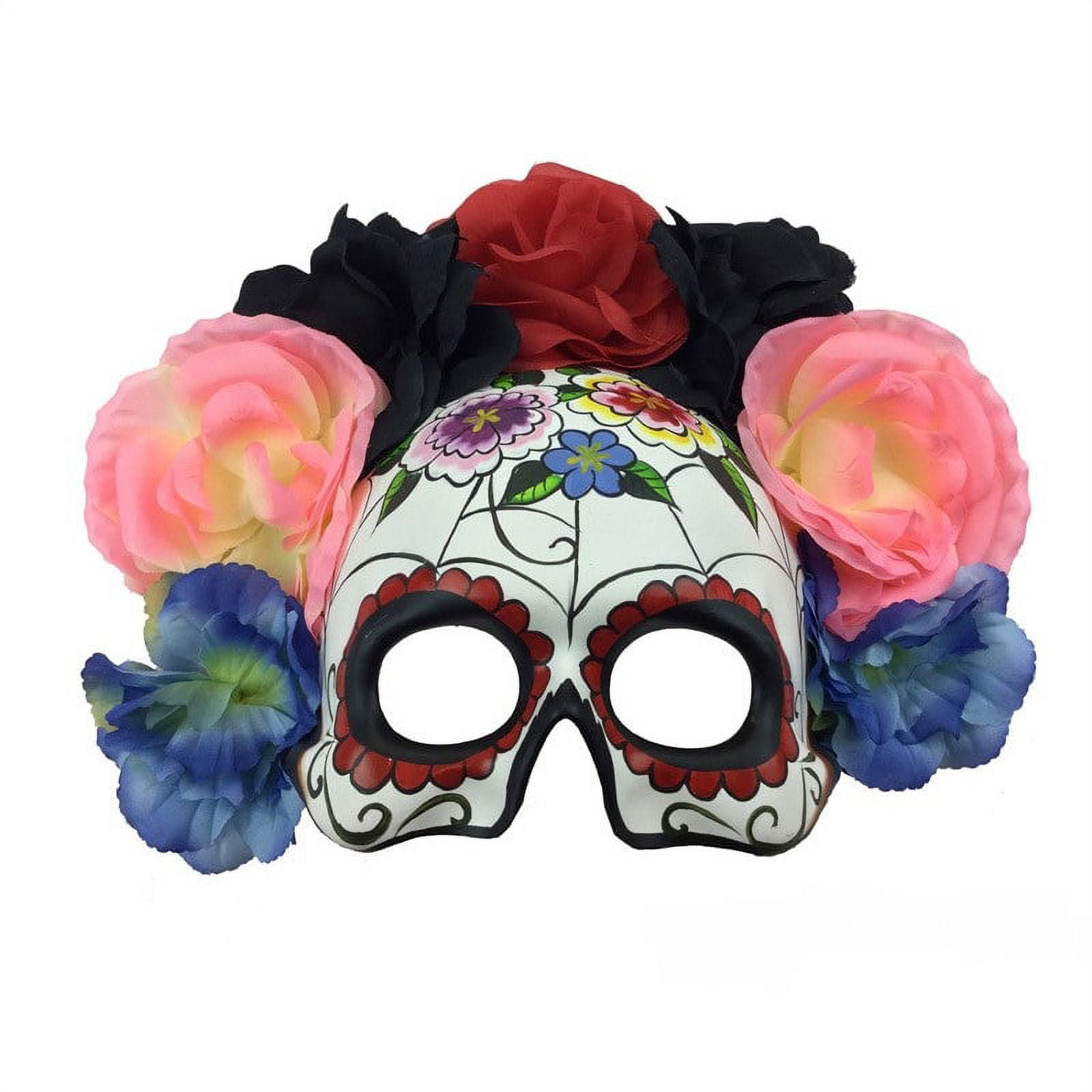 KBW Women's Day of the Dead Flowers Half Mask - Walmart.com