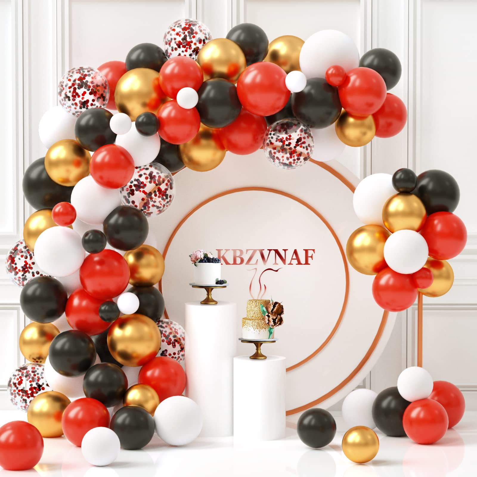 KBZVNAF Black Red Gold AIF4 Balloons Garland Arch Kit - 120Pcs White ...