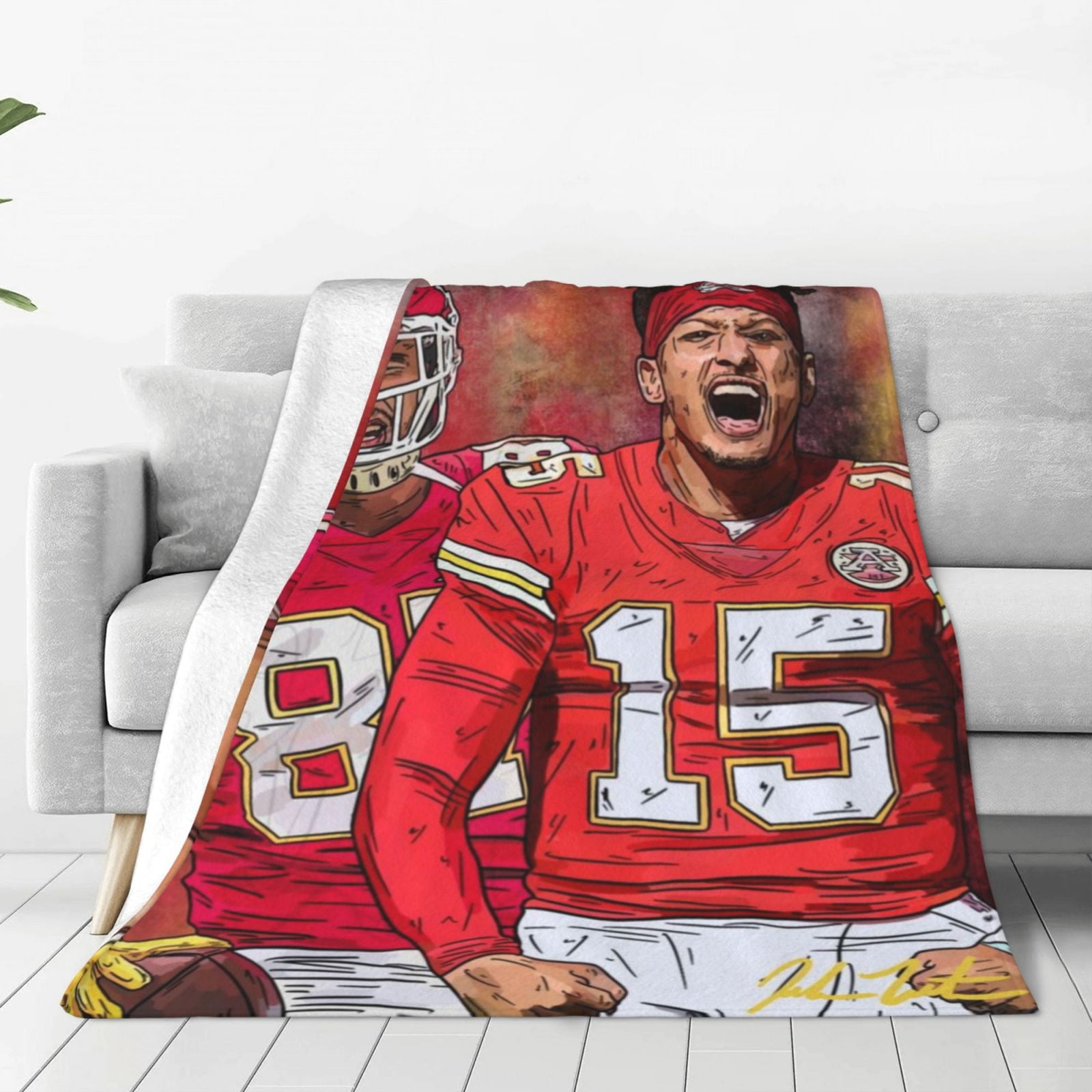 KC #15 Patrick Mahomes Blanket 50"X43",Throw Blankets Flannel Sleep ...