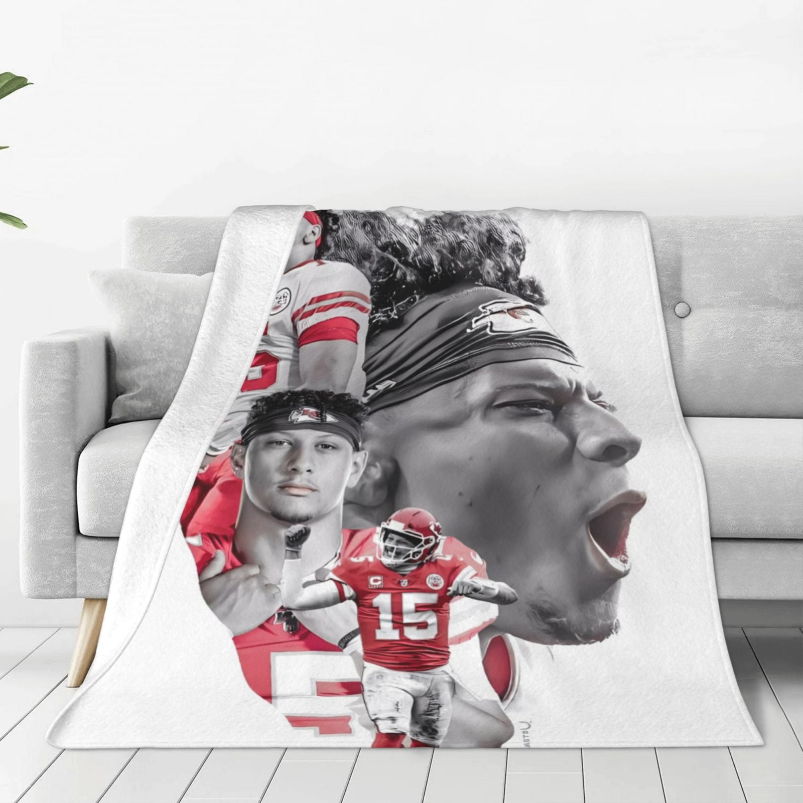 KC #15 Patrick Mahomes Blanket 50"X57",Throw Blankets Flannel Sleep ...
