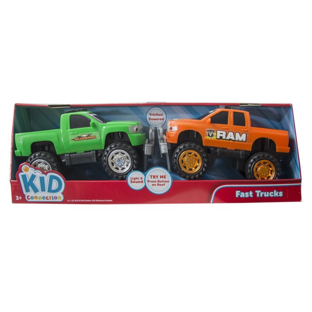 Kid Connection 2PK Fast Trax Friction Powered Toy Trucks with Sound and ...