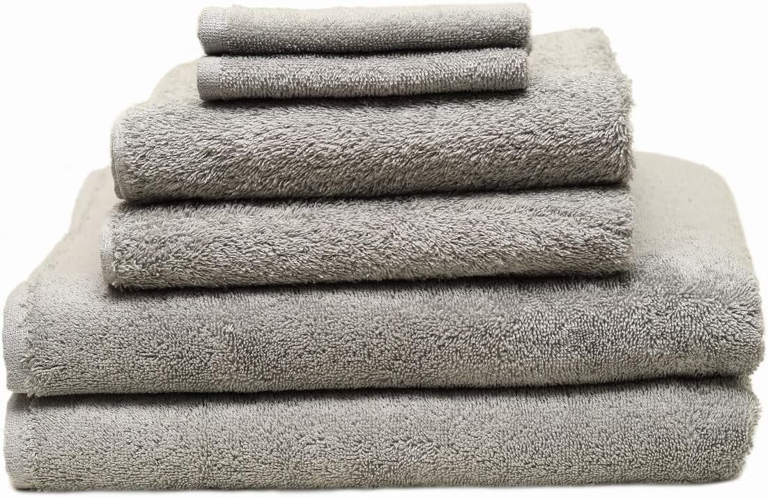 KC Basics 100% Cotton Quick-Dry Turkish Bath Towel 6-Piece Set – Gray ...