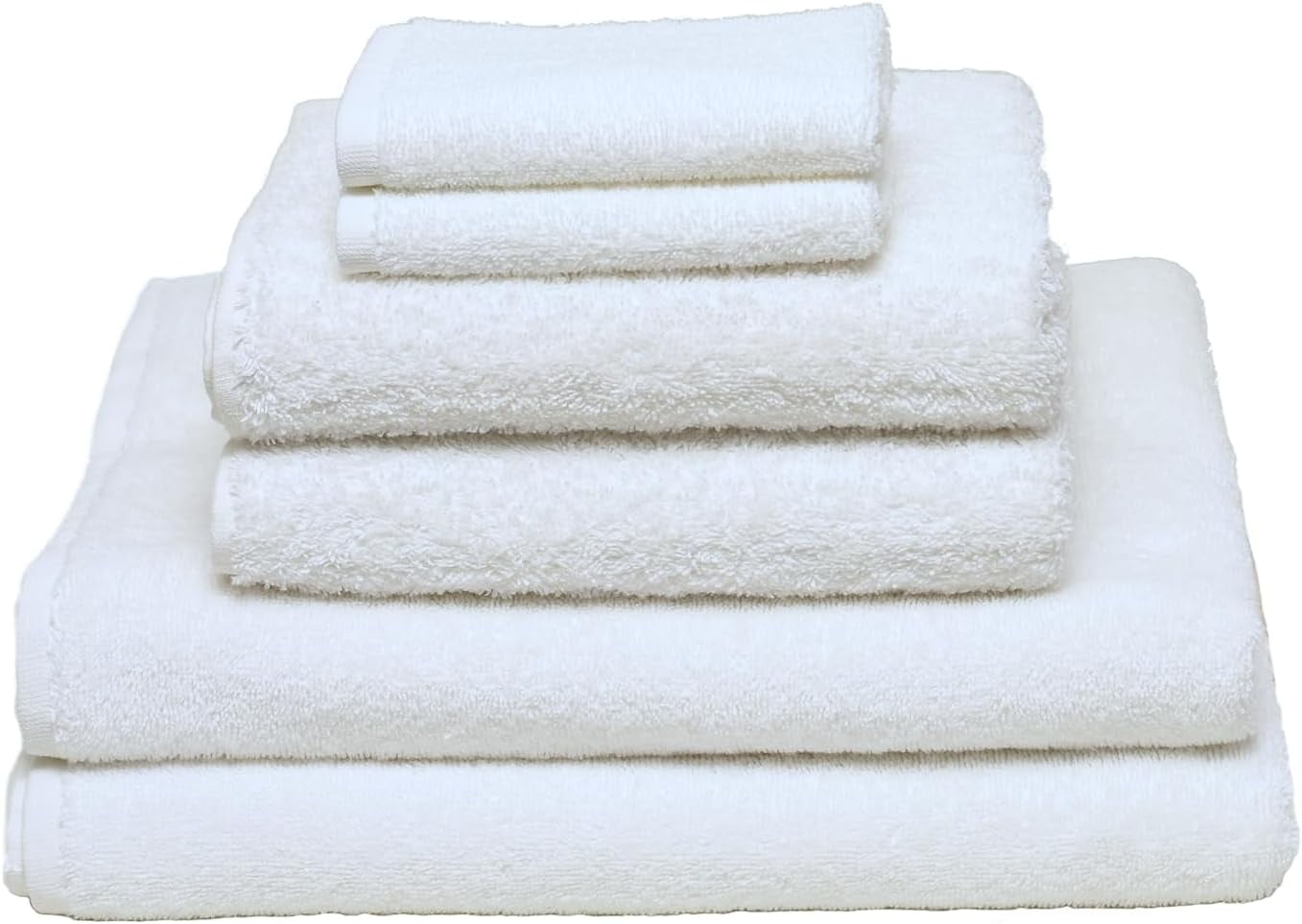 KC Basics 100% Cotton Quick-Dry Turkish Bath Towel 6-Piece Set – White ...