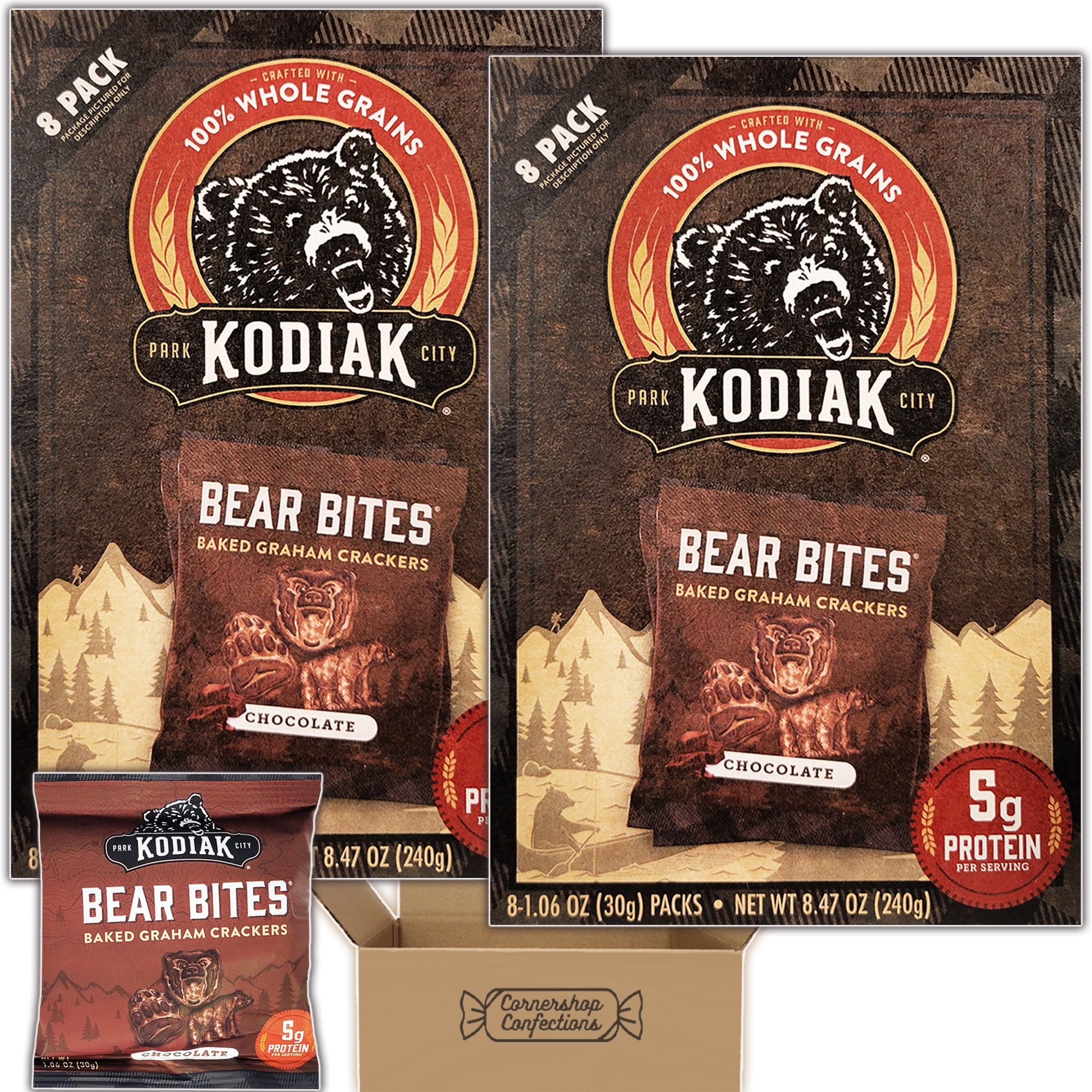 KC Bear Bites Bulk Pack - Chocolate Baked Graham Crackers - 2 Boxes ...