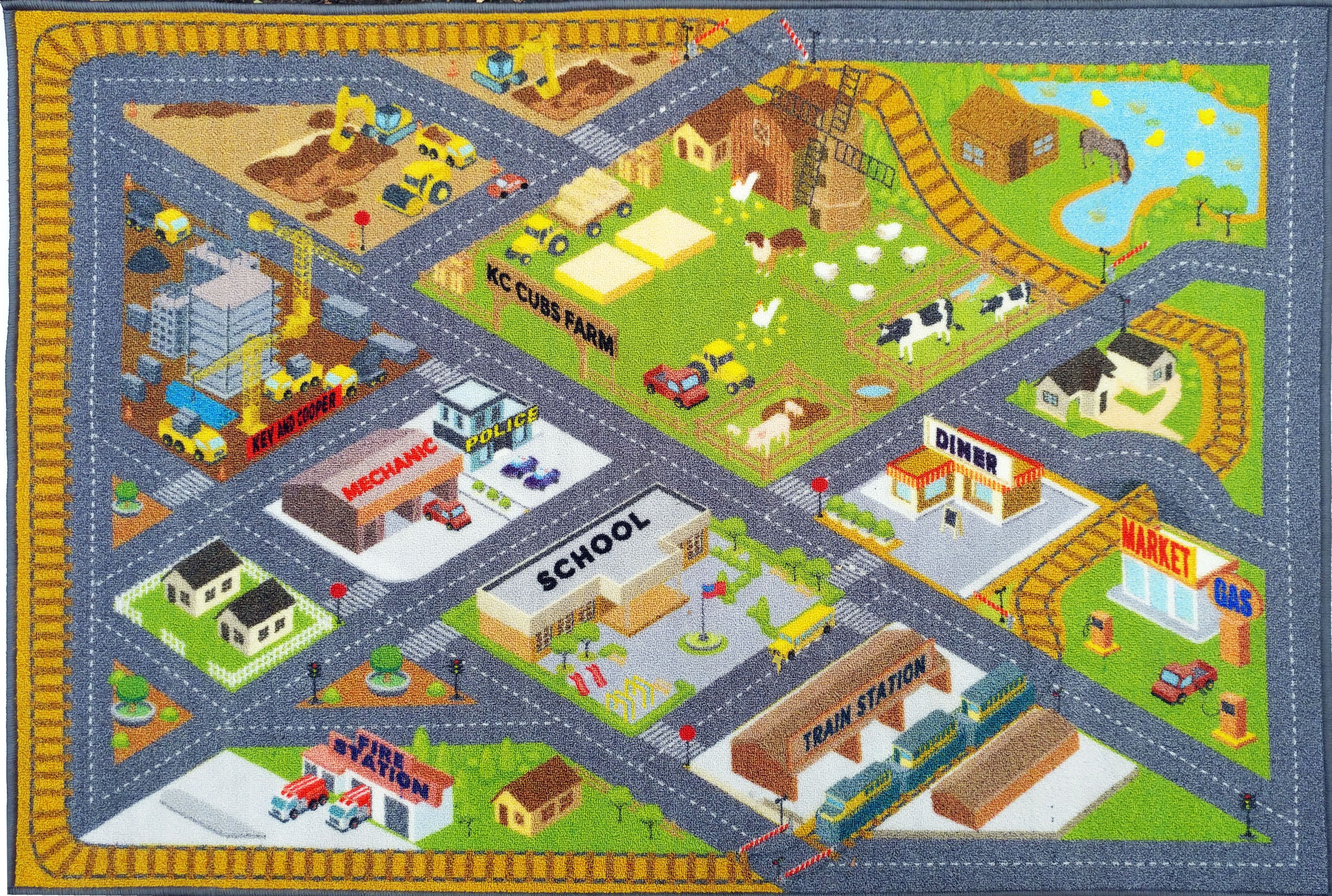 KC CUBS Playtime Collection Country Farm Road Map With Construction ...