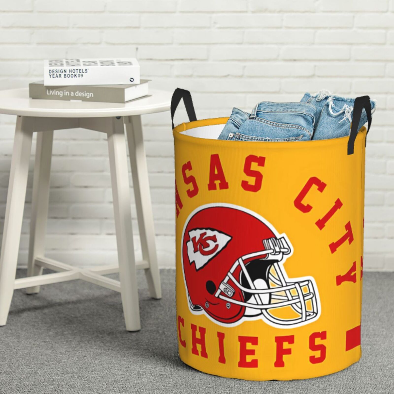 KC Chiefss Football Team Custom Laundry Basket with Handle Round Single ...