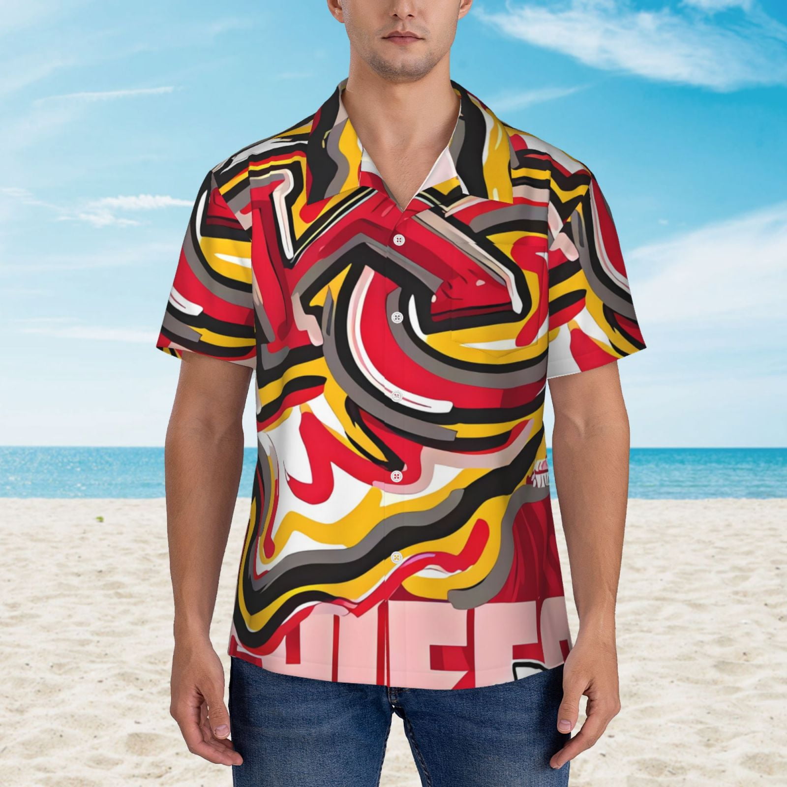 KC Chiefss Football Team Men's Short Sleeve Hawaiian Dhirt, Men's Loose ...