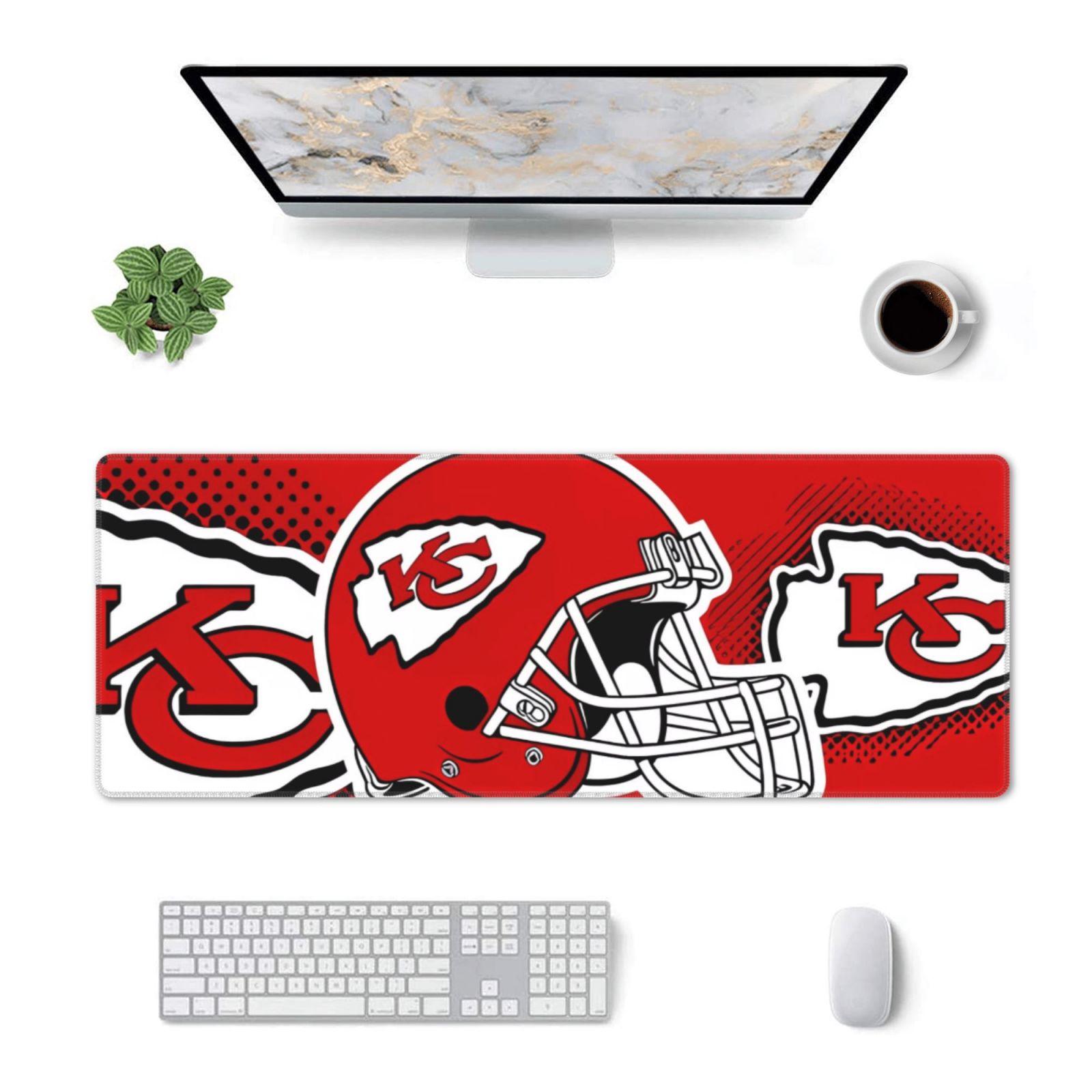 KC Chiefss Football Team Pattern Oversized Rubber Keyboard Pad 12x31.5 ...