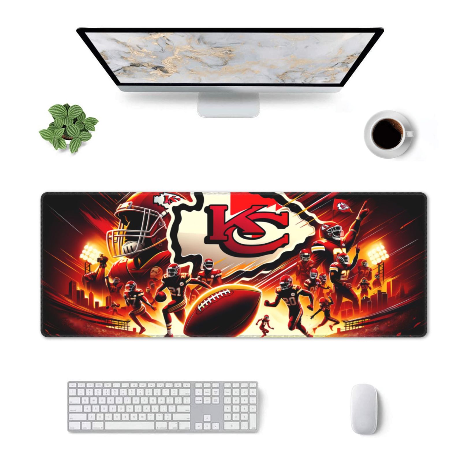 KC Chiefss Football Team Pattern Oversized Rubber Keyboard Pad 12x31.5 ...