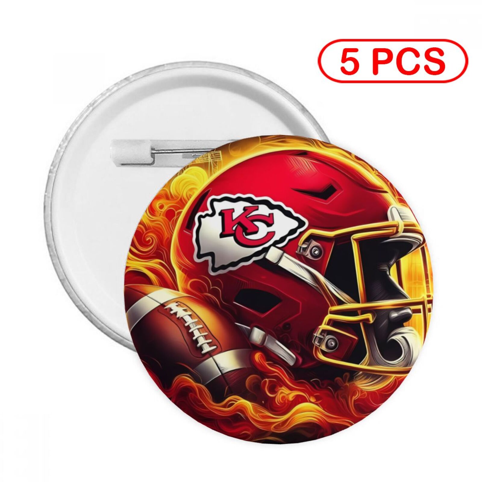 KC Chiefss Football Team Round Badge, Iron Pin Badge, School Bag ...