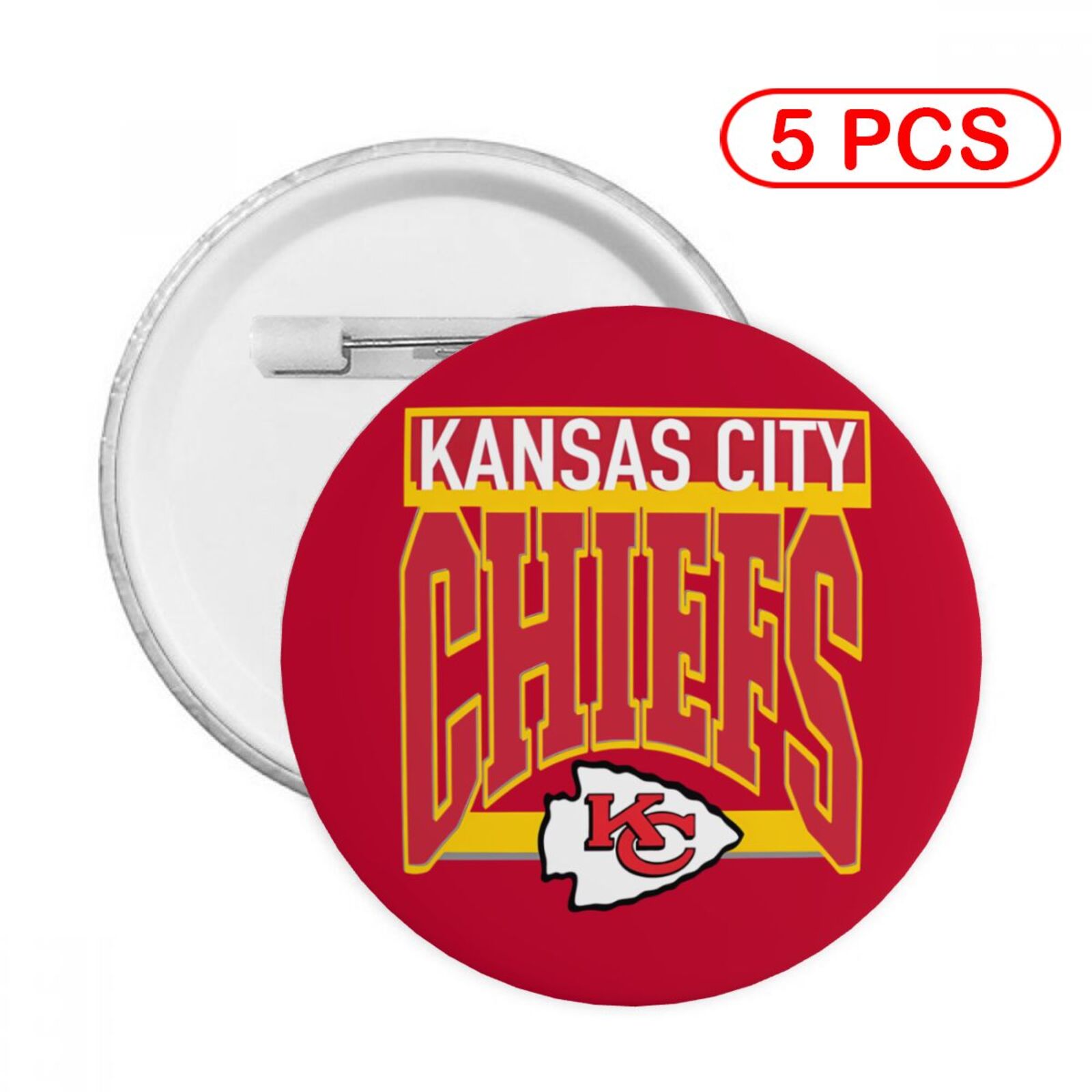 KC Chiefss Football Team Round Badge, Iron Pin Badge, School Bag ...