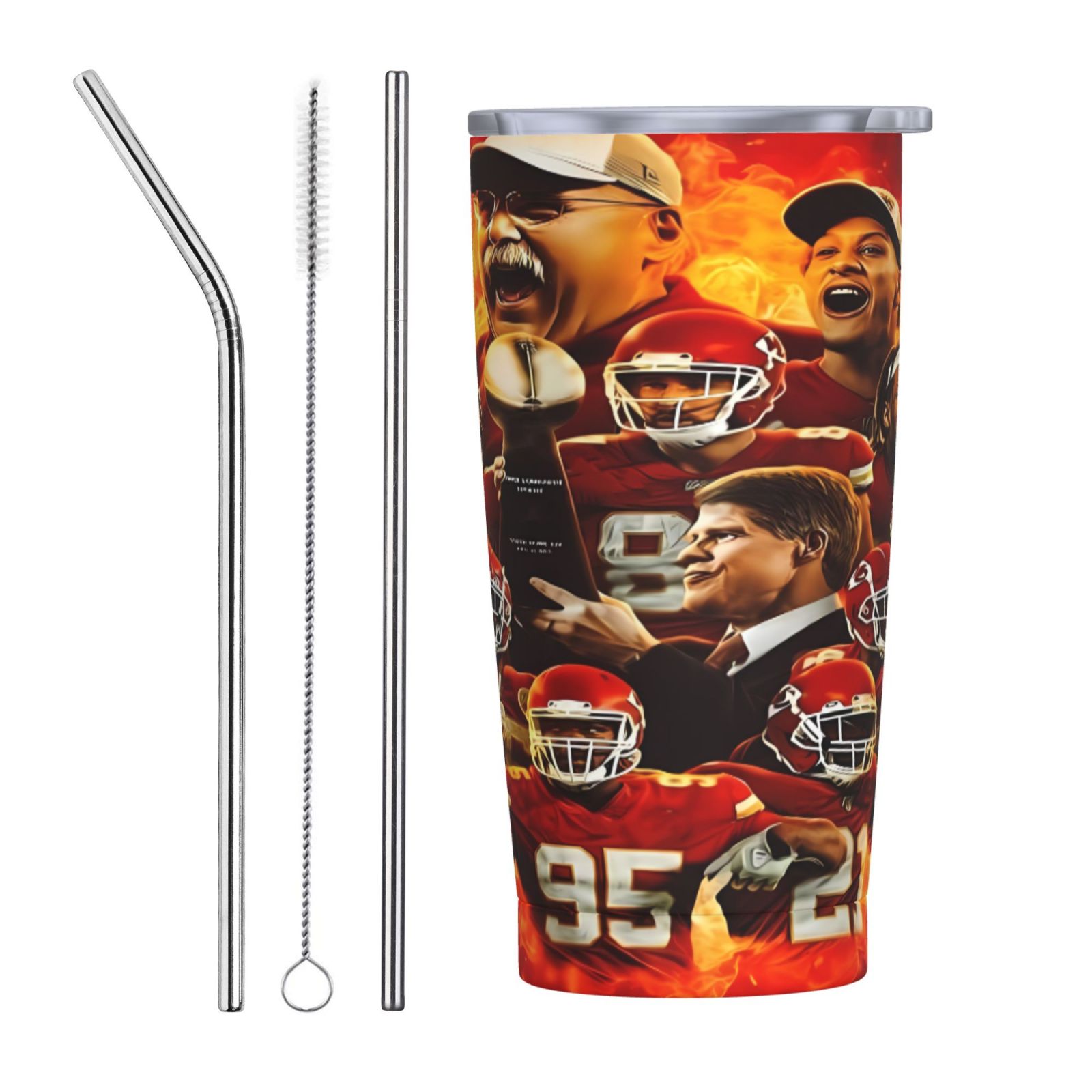 KC Chiefss Football Team Theme 20 oz Car Straw Cup, Travel Coffee Cup ...