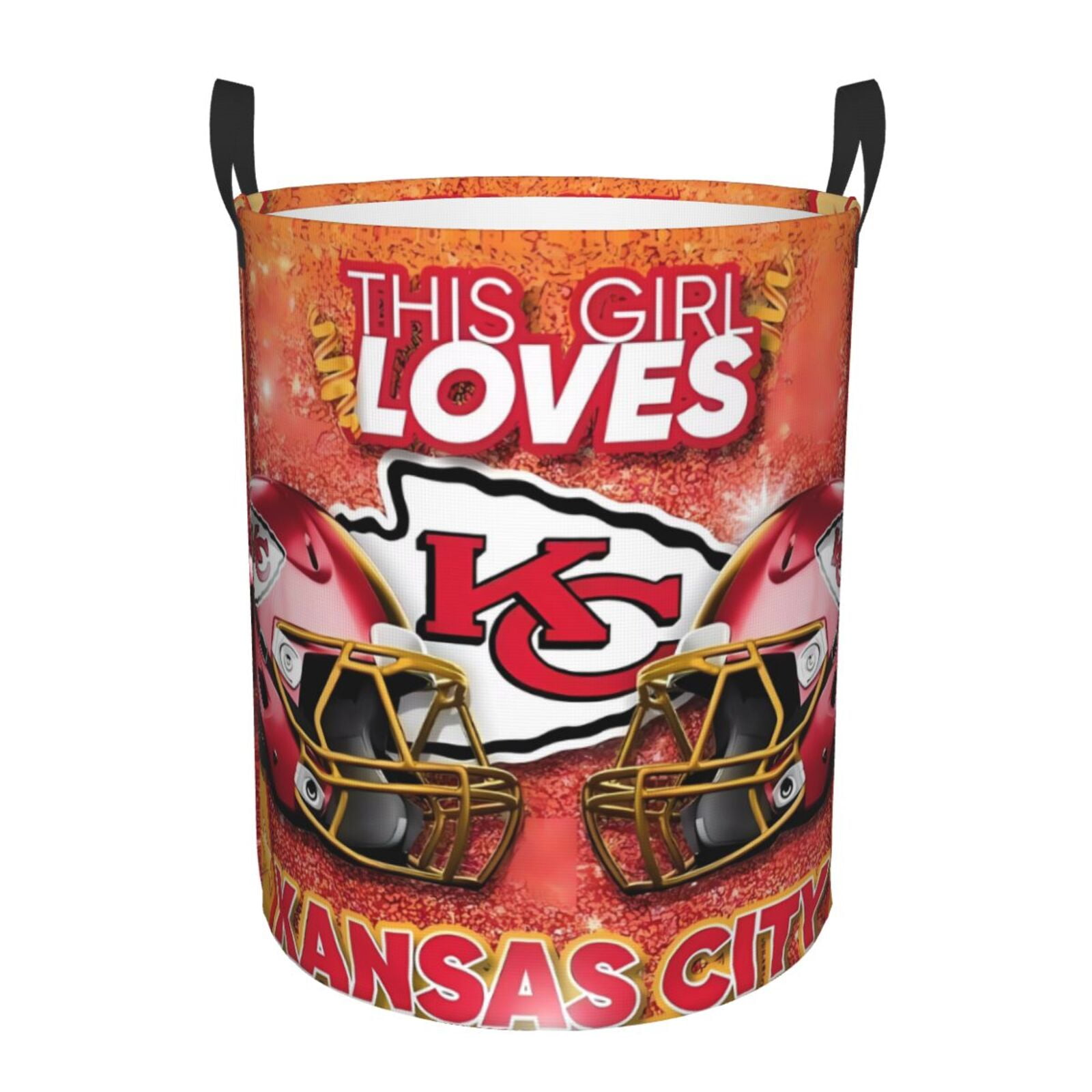 KC Chiefss Football Team Theme Round Laundry Basket with Handle, Fan ...