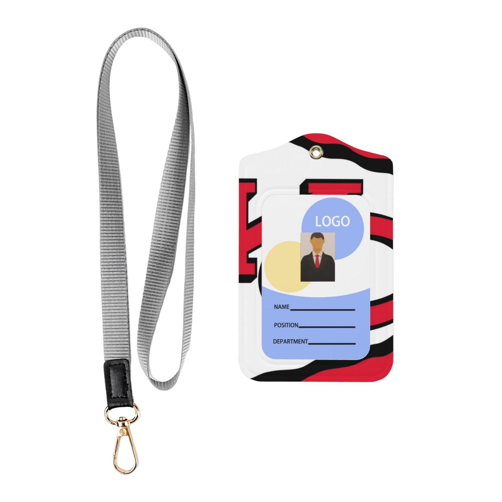 KC_Chiefss Hard Plastic ID Card Holder with Clear Window for Office ...
