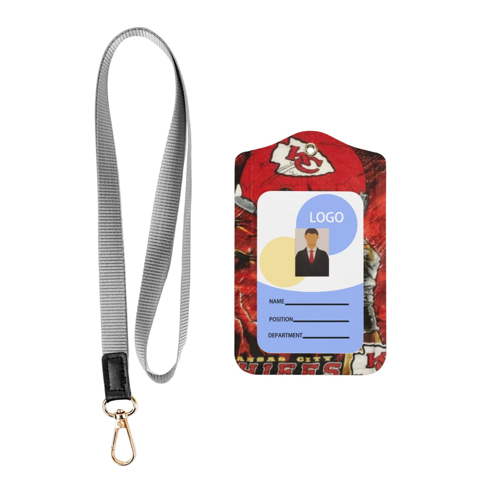 KC_Chiefss Hard Plastic ID Card Holder with Clear Window for Office ...