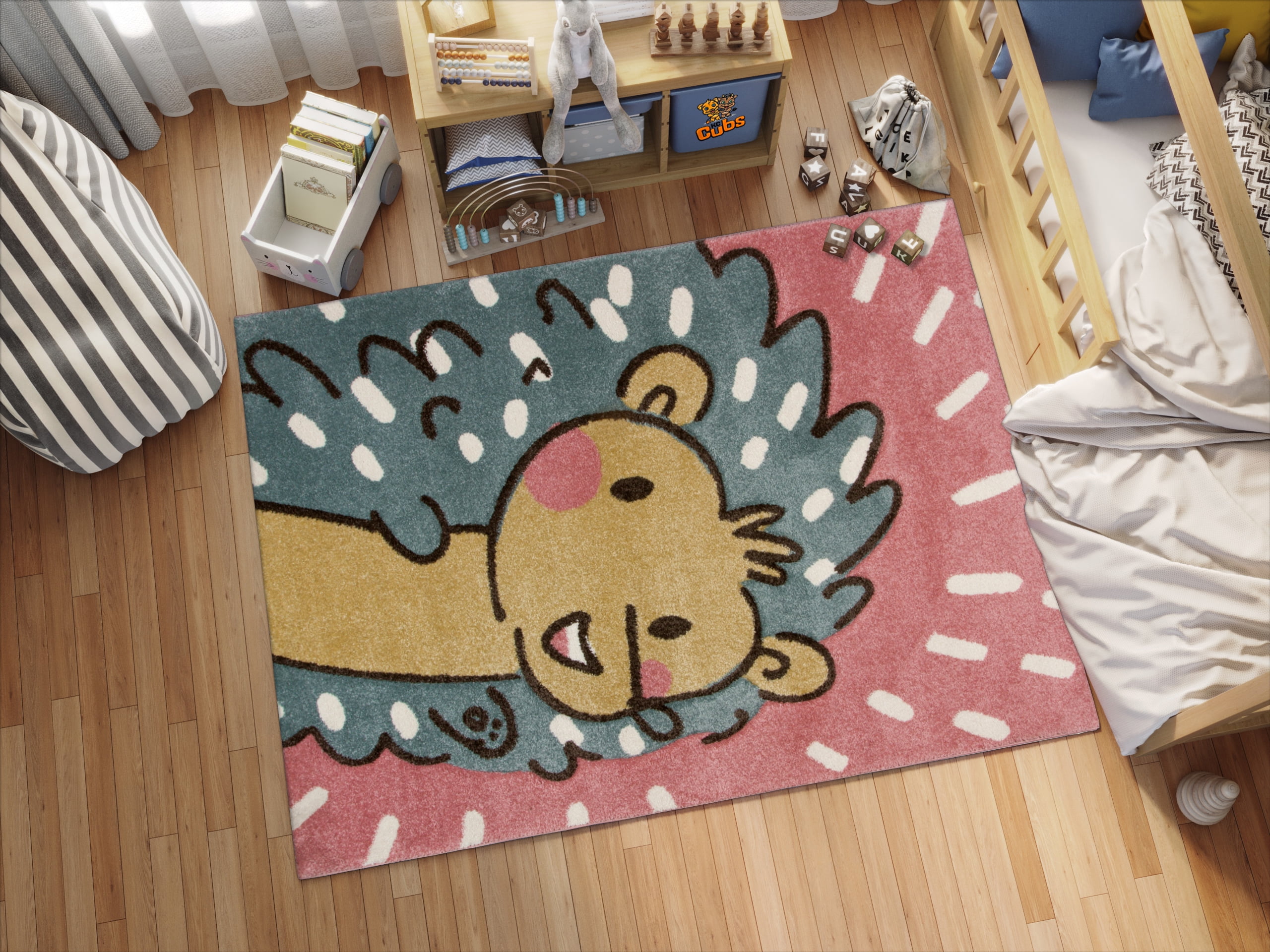 KC Cubs Furry Friends Rug - Soft Kids Area Rug - 3D Design - Walmart.com
