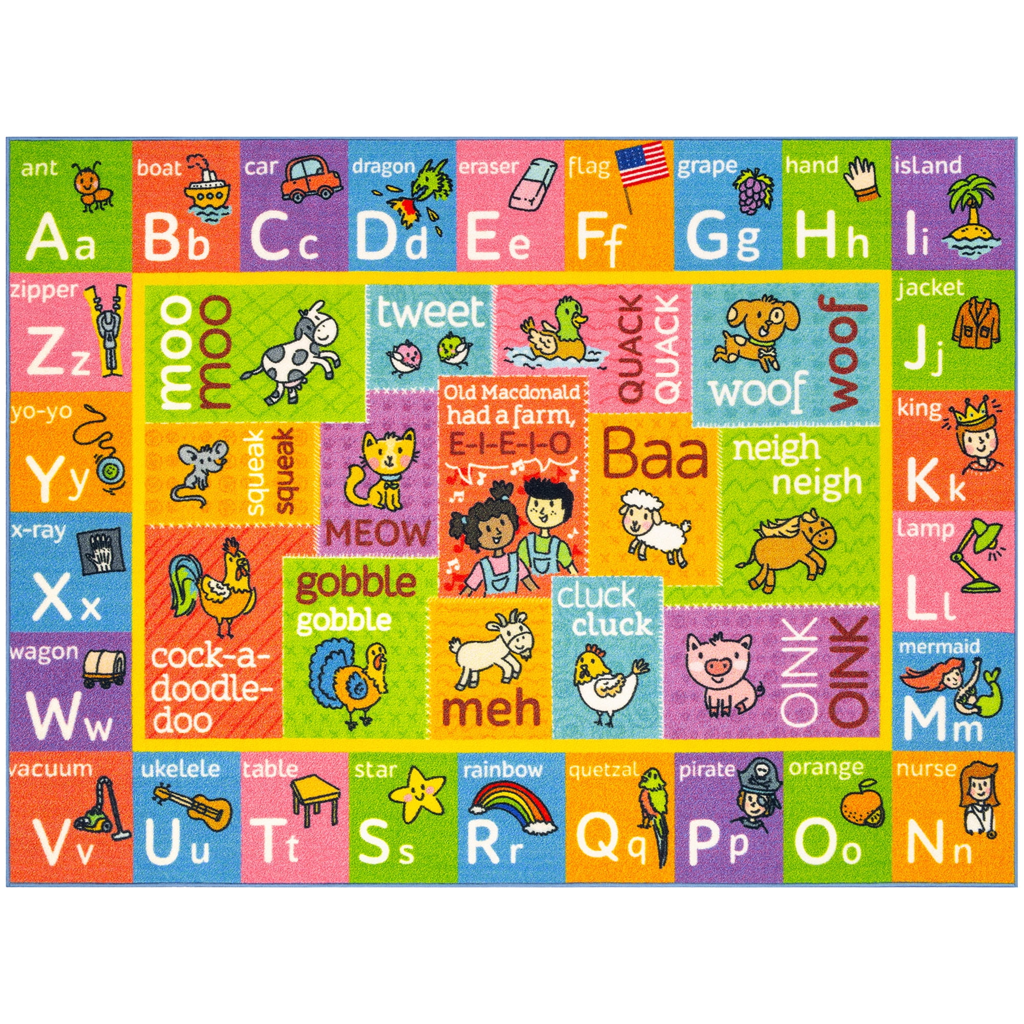 KC Cubs: Educational Rug: ABC Alphabet Animal Sounds - 8x10' Playmat ...
