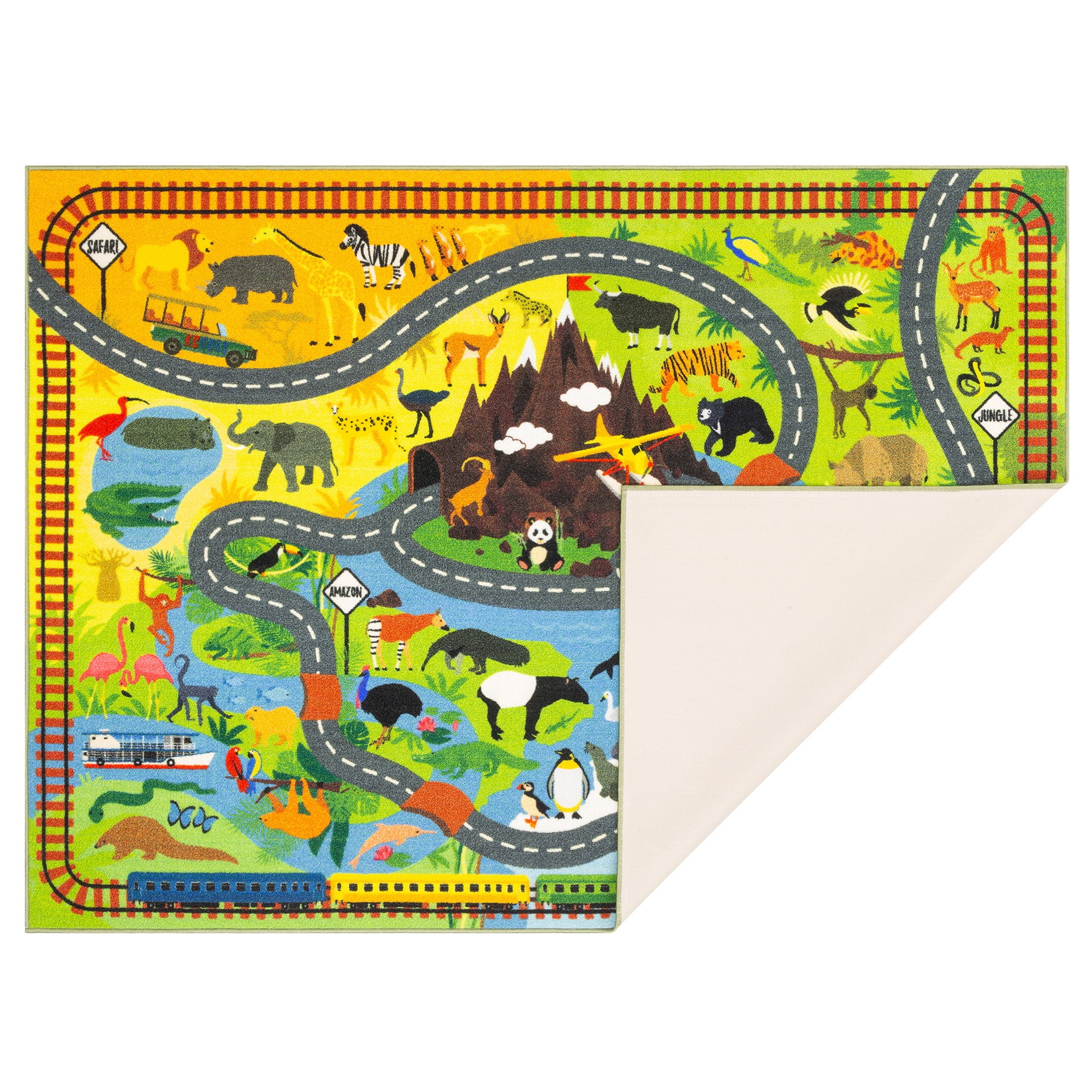 KC Cubs: Educational Rug: Animal Safari Road Map - 3x5' Playmat ...