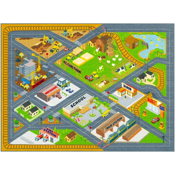 KC Cubs: Educational Rug: Country Farm Construction Road Map – 8x10 ...