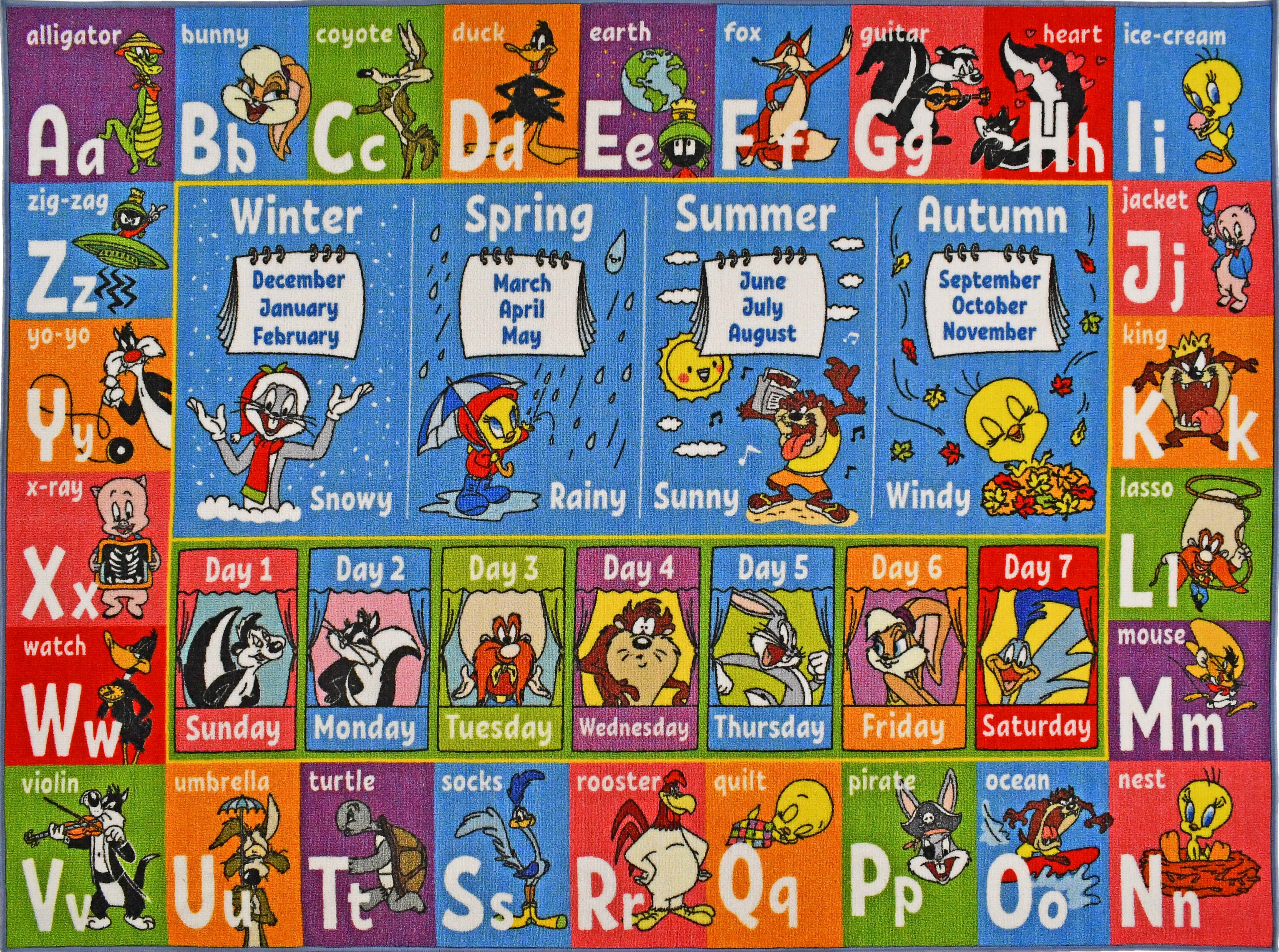 Free Shipping! KC Cubs Looney Tunes Educational Rug for Kids Toddlers ...