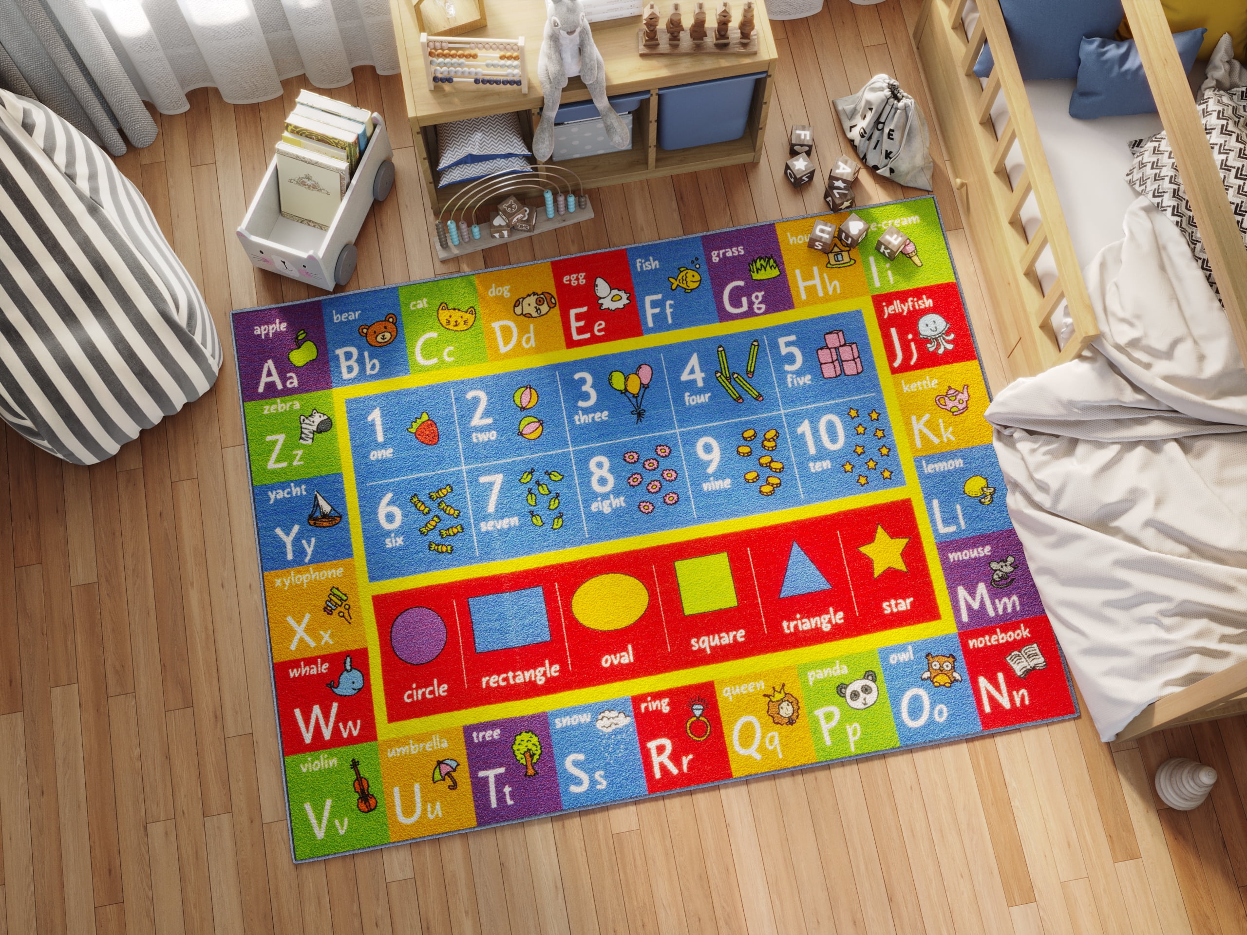 KC Cubs Playtime Collection ABC Numbers Shapes Educational Rug 3'3"x4'7 ...
