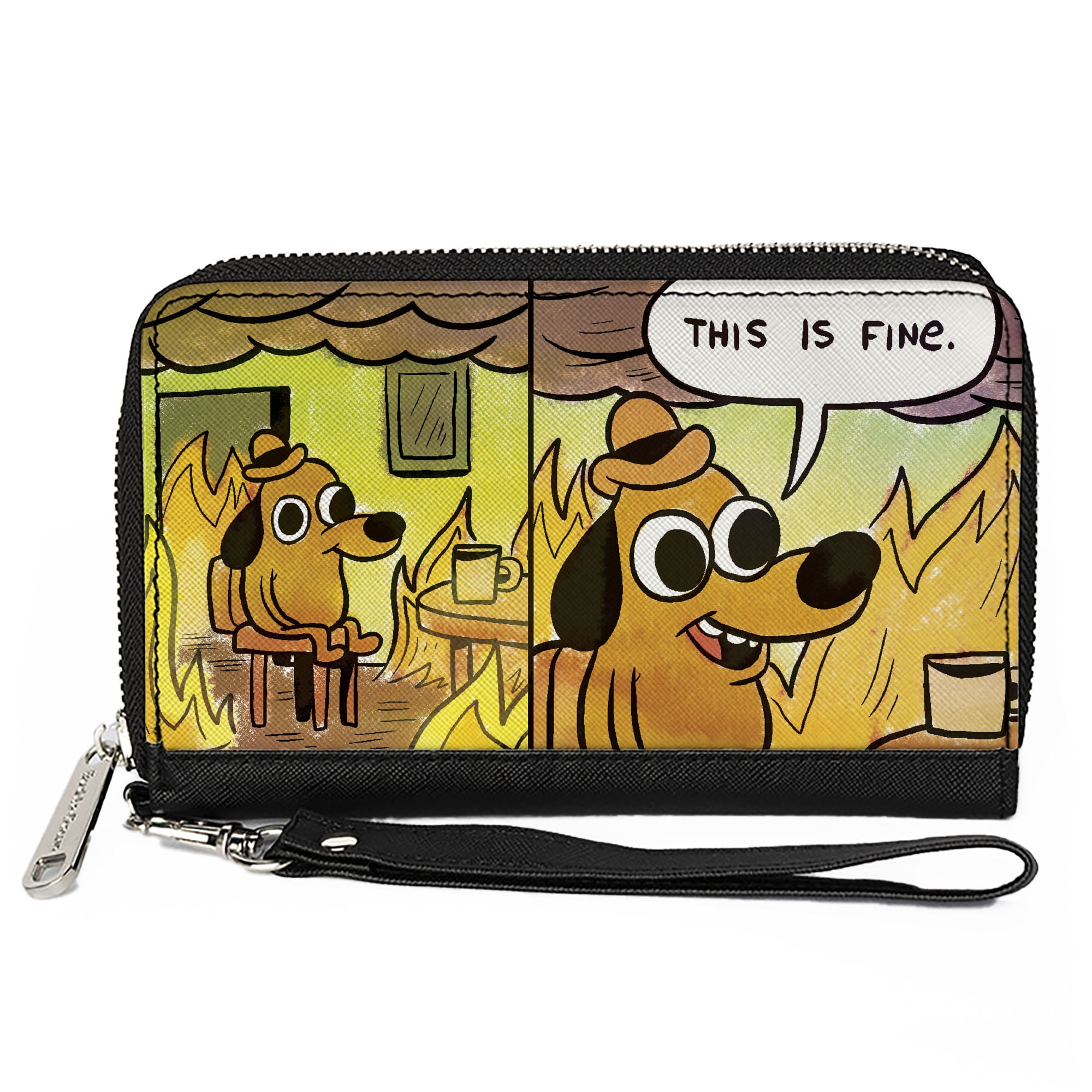 KC Green Wallet, Zip Around, This is Fine Question Hound Cafe Fire ...