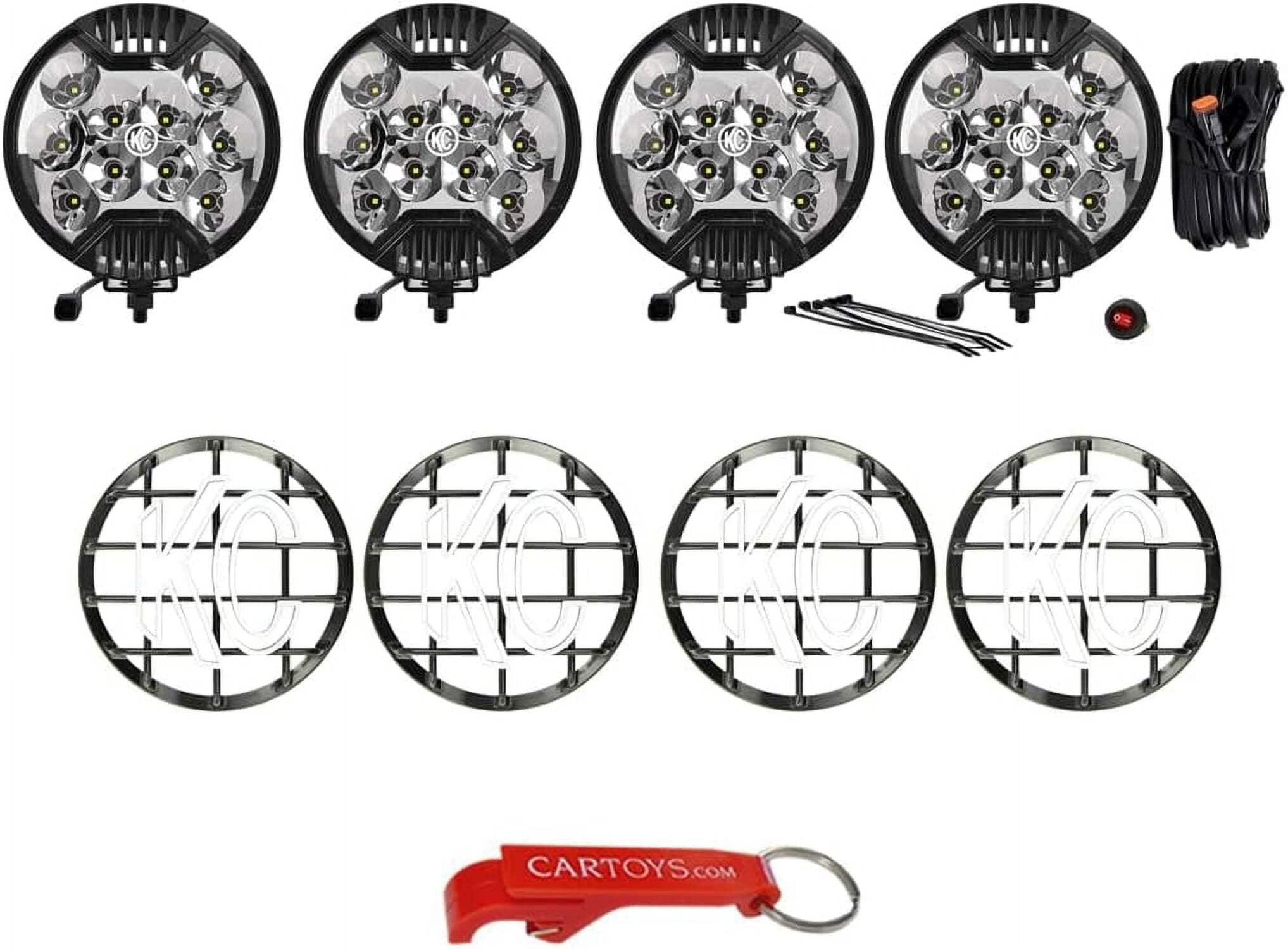 KC HiLiTES Quad 100 SlimLite LED High Power Spot Beam Lights & Stone ...