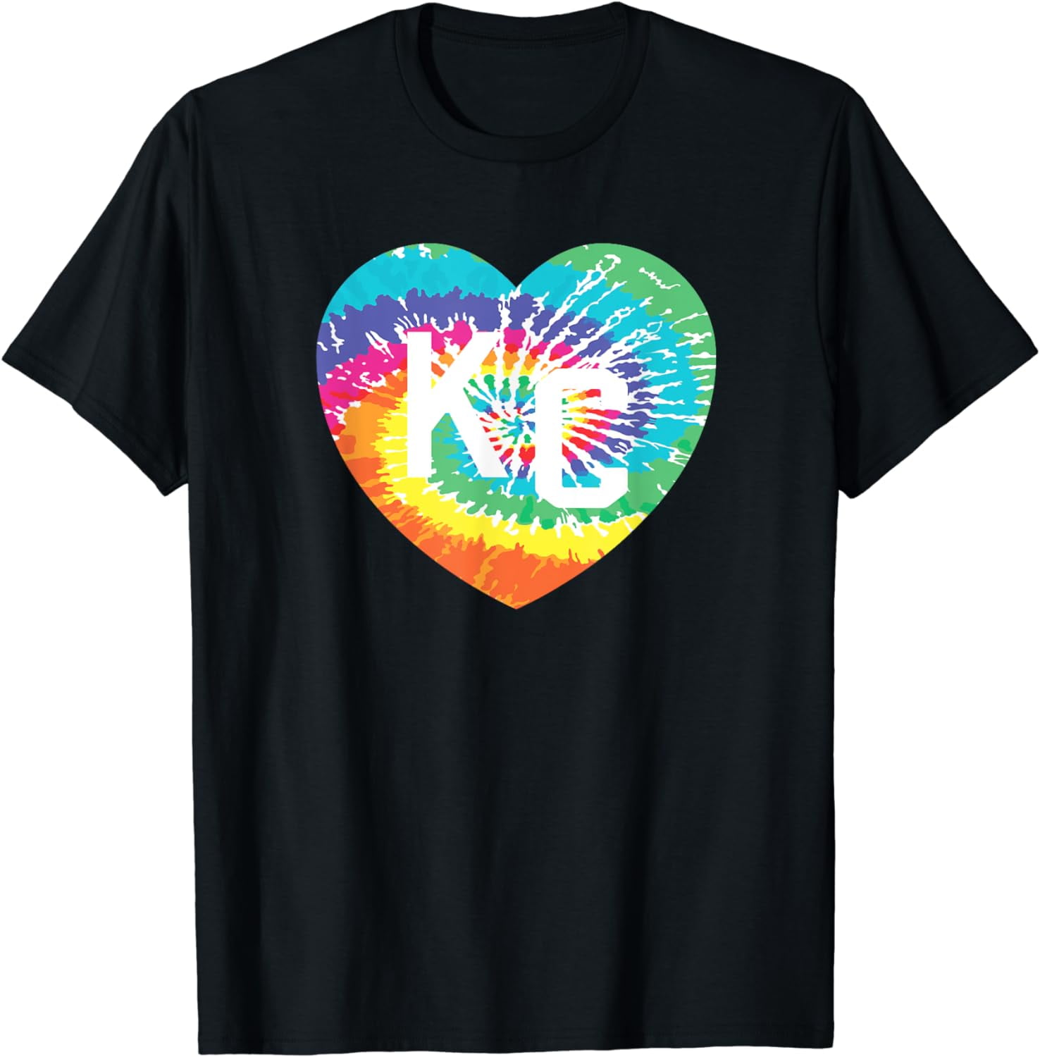 KC Tie-dye Heart Love KC Tie-dye Colorful Hearts Kansas City Cotton T ...