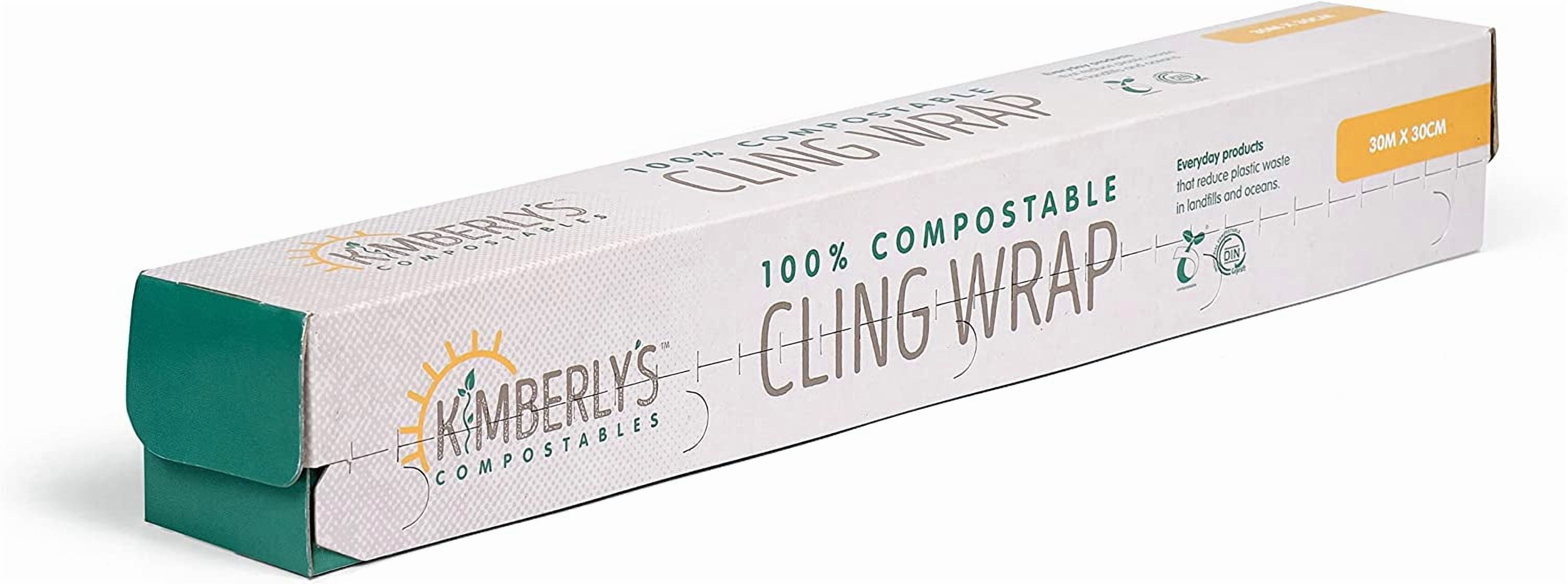 KC’s Compostable Cling Wrap – 99 ft × 12 in Roll, Extra-Thick 10 μm ...