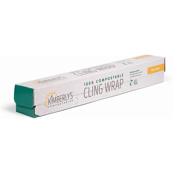 KC’s Compostable Cling Wrap – 99 ft × 12 in Roll, Extra-Thick 10 μm ...