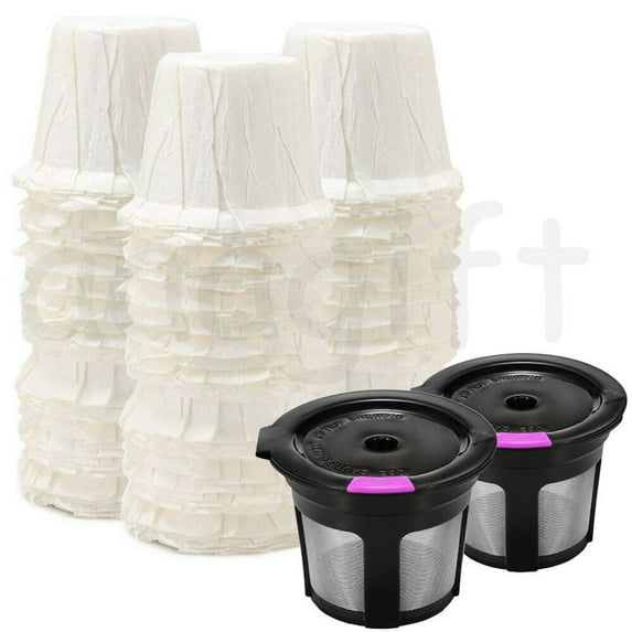 Keurig K-Cup: 50pcs Disposable Paper Coffee Filters + 2 Reusable Pods ...