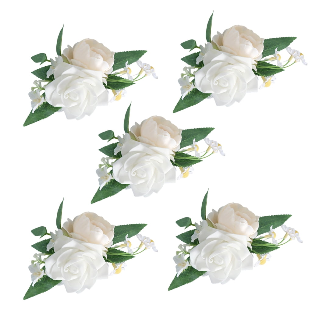 KCAHPAN 5Pcs Wrist Corsages for Mother of Bride and Grooms, Rose ...