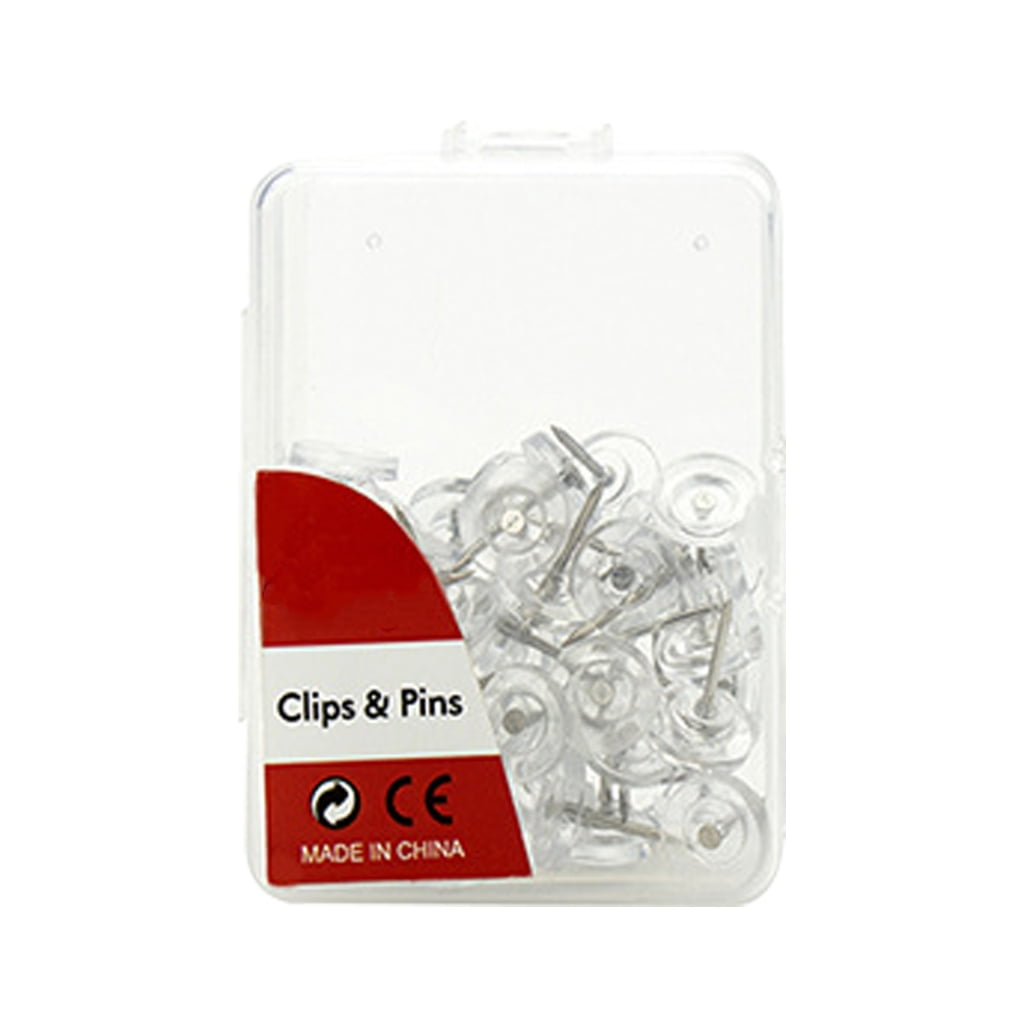 KCAHPAN 60Pieces Flat Head Push Pin Cork Notice Board Pushpin Round ...