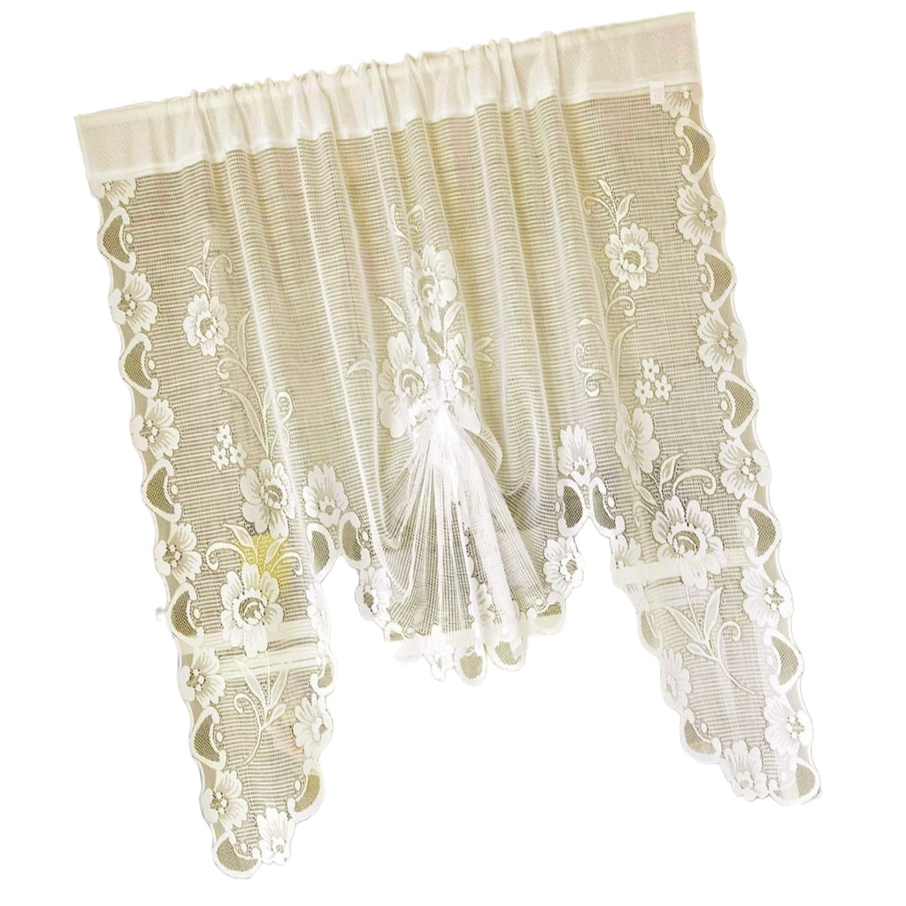 KCAHPAN Beautiful Lace Curtain Swag Tiers For Creating Warm And ...