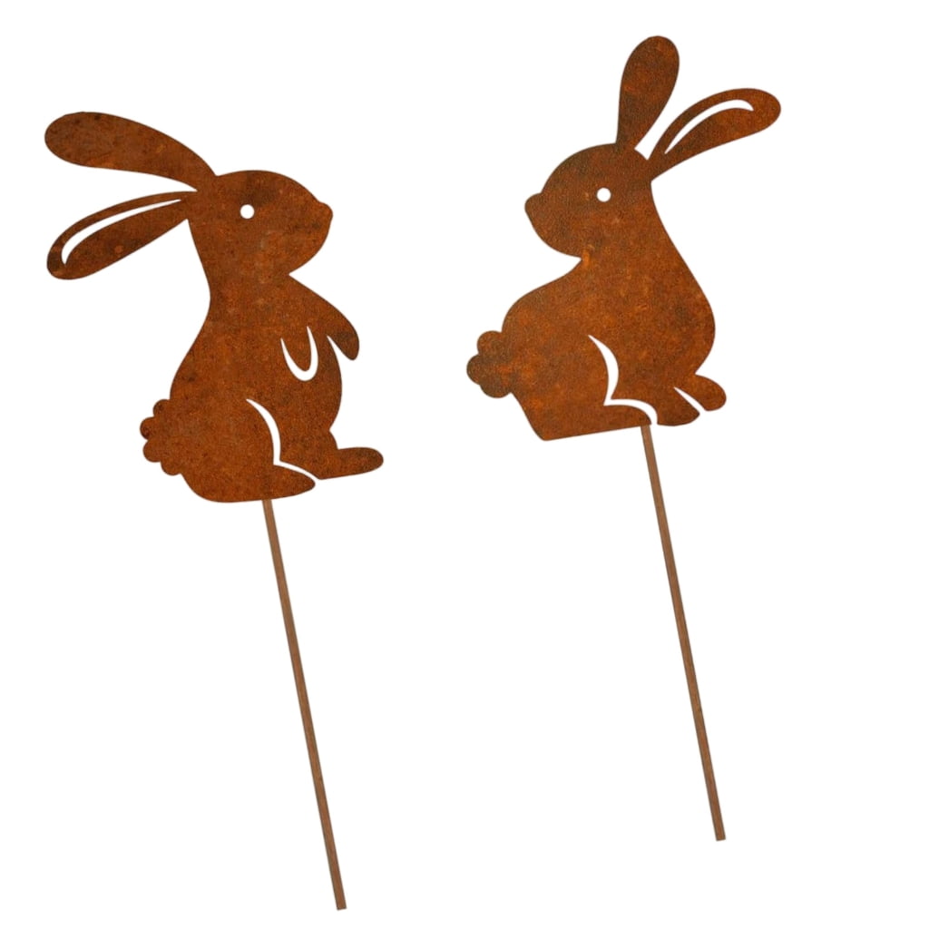 KCAHPAN Easter Sign Rusted Rabbit Statue Tree Pot Stake Perfect for ...