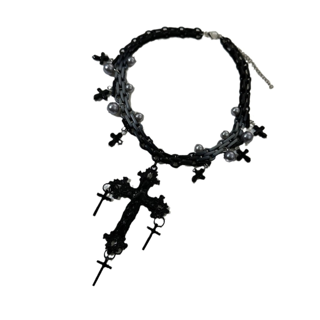 KCAHPAN Elegant Dark Themed Crosses Necklace for Gothic Styles ...