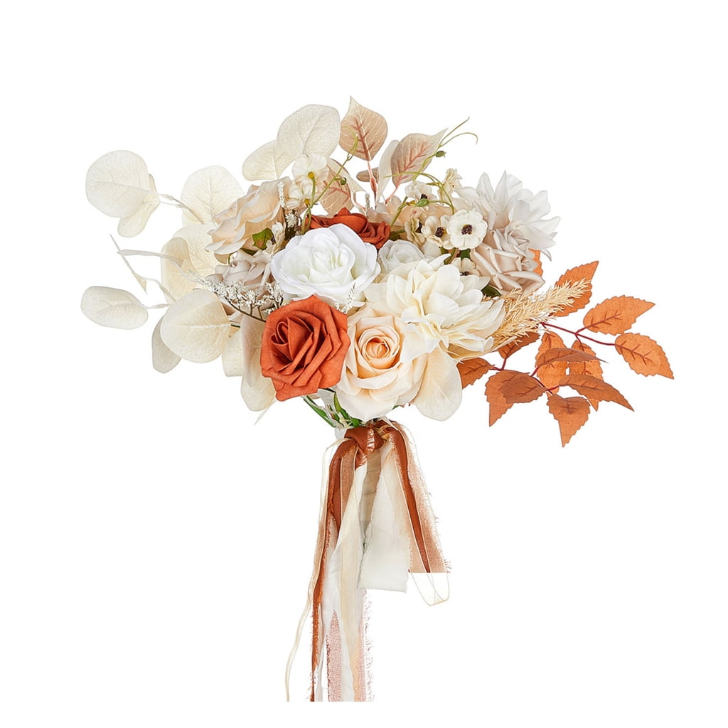 KCAHPAN Elegant Silk Like Wedding Hand Flowers Luxurious Handheld ...