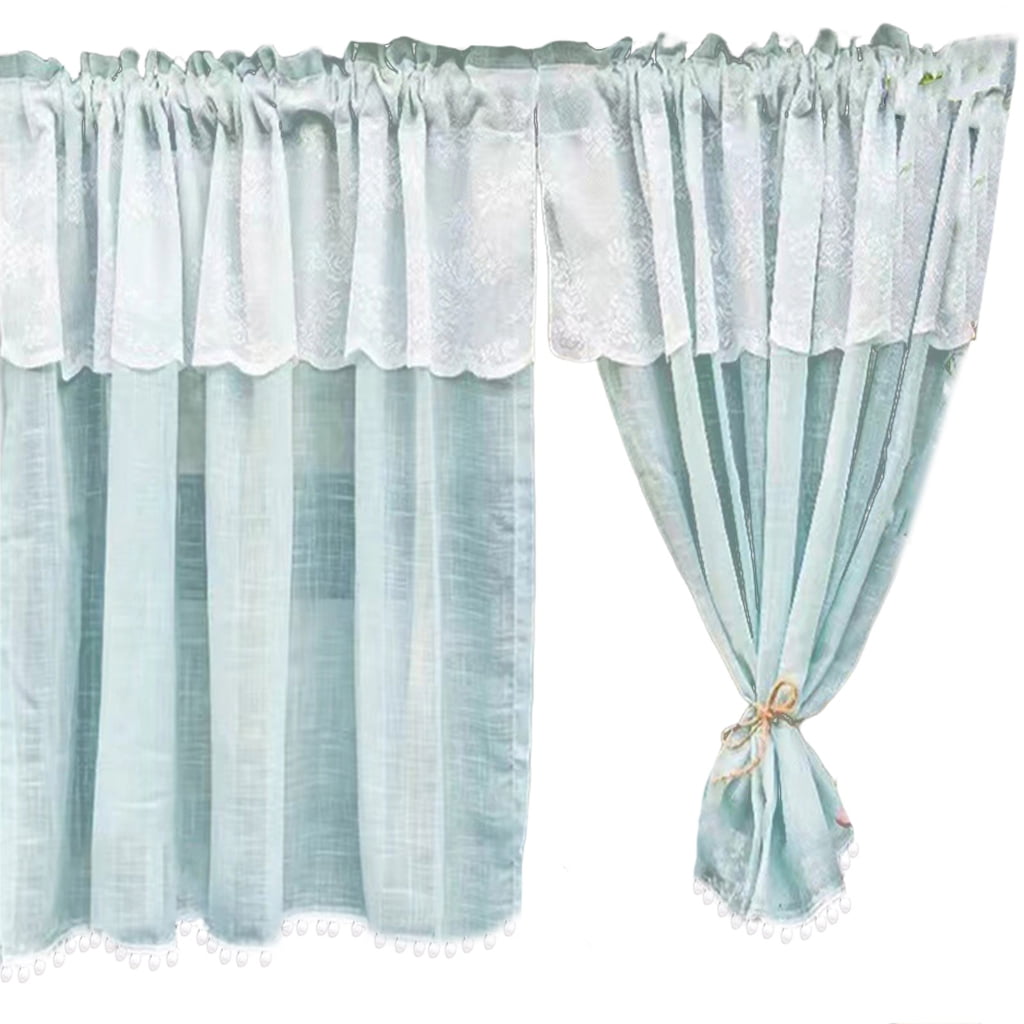KCAHPAN Light Blue Window Curtain in Soft Blue Polyester for Kitchens ...