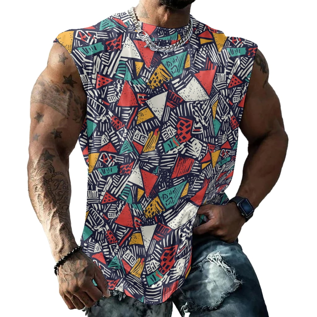 KCAHPAN Men's Sleeveless Muscle Tanks Top 3D Printed Graphics Gym ...
