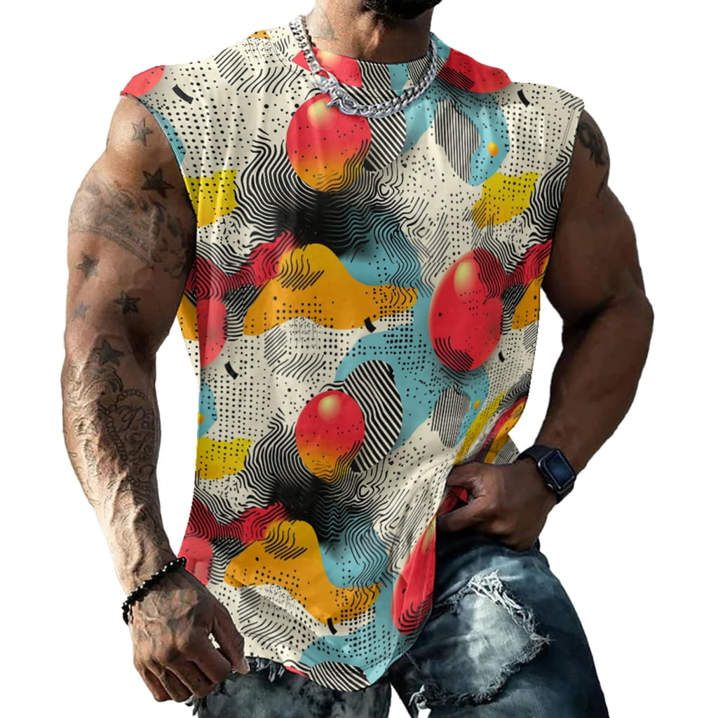 KCAHPAN Men's Sleeveless Muscle Tanks Top 3D Printed Graphics Gym ...