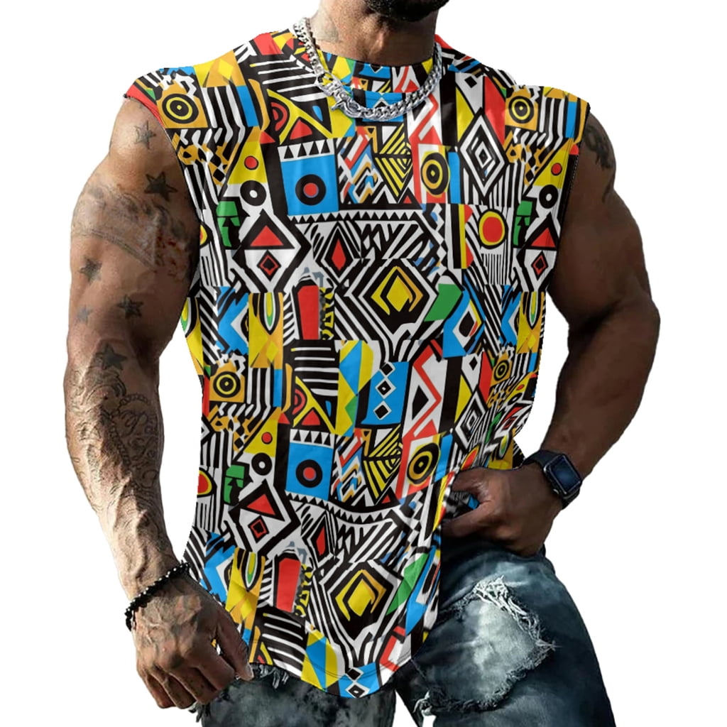 KCAHPAN Men's Sleeveless Tanks Top 3D Print Colorful Graphics Muscle ...