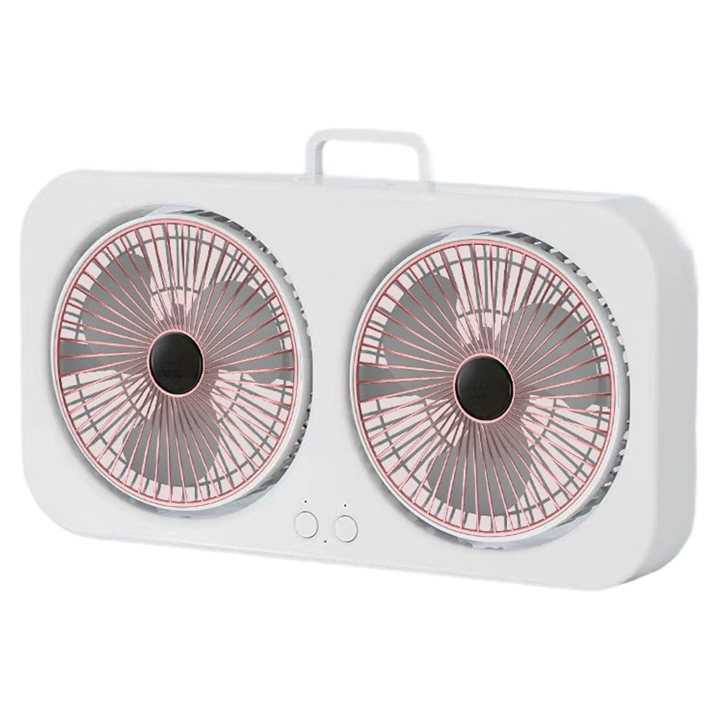KCAHPAN Portable Rotating Double Head Fan Hanging or Table Use Low ...