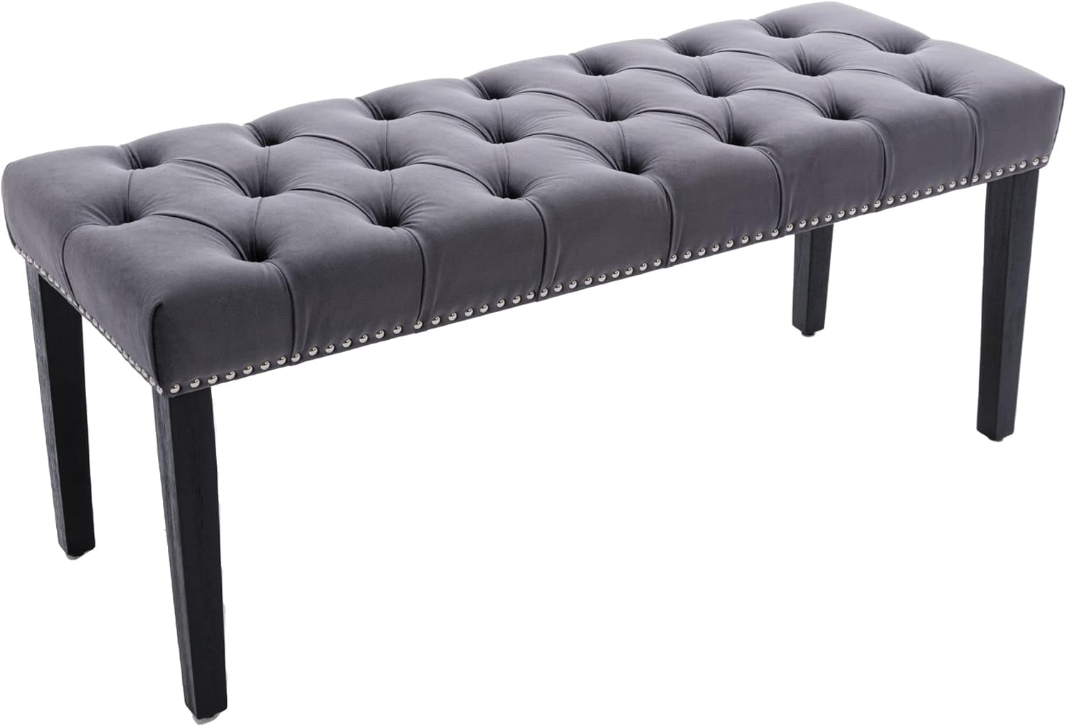 KCC Button-Tufted Ottoman Bench, Upholstered Bedroom Benches Velvet ...