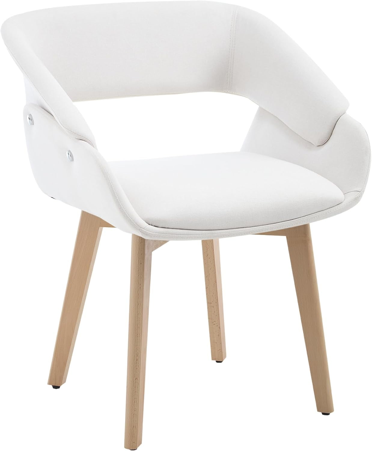 KCC Desk Chair No Wheels, Upholstered Linen Fabric Mid Century Modern ...