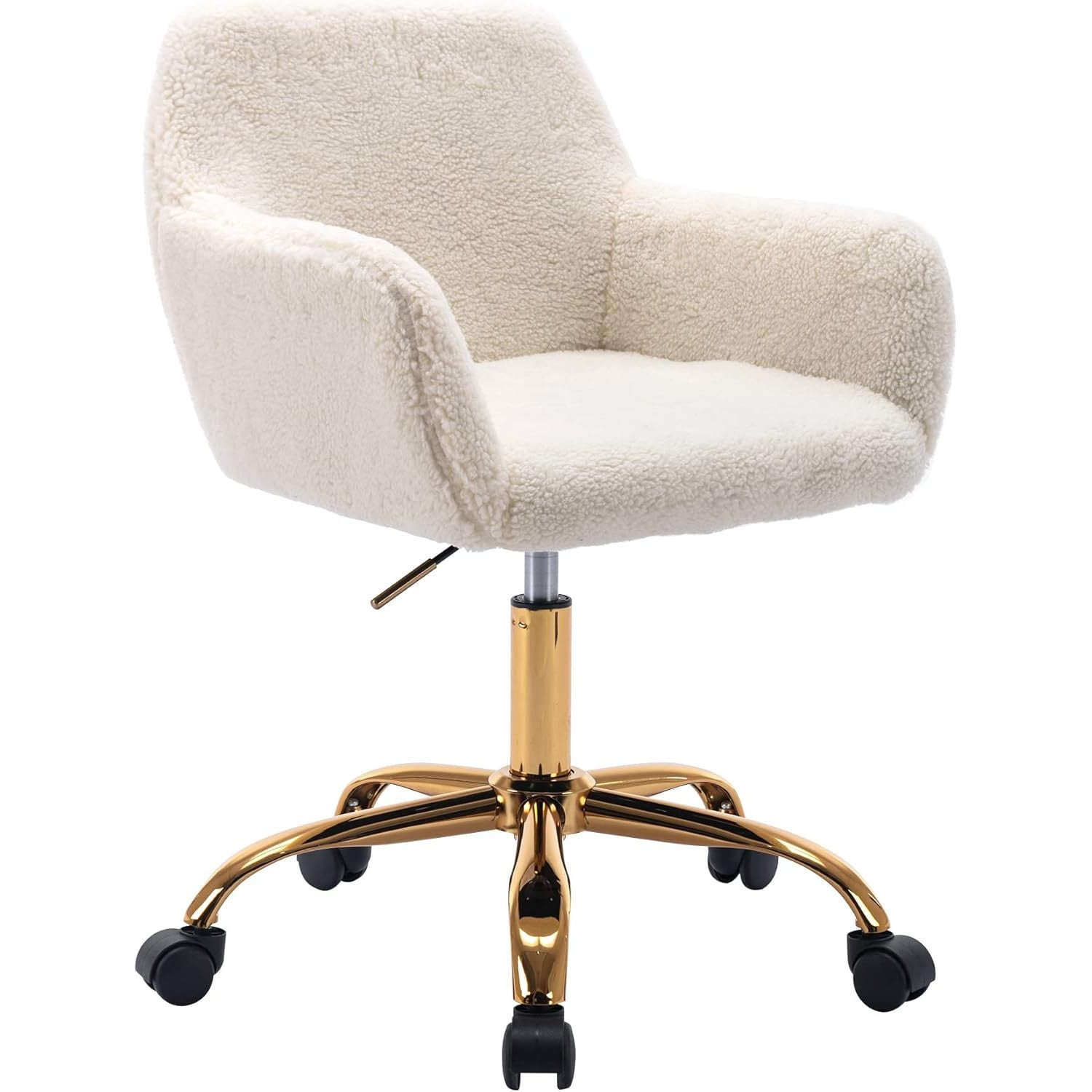 KCC Faux Fur Office Desk Chair, Comfy Swivel Armchair with Wheels ...