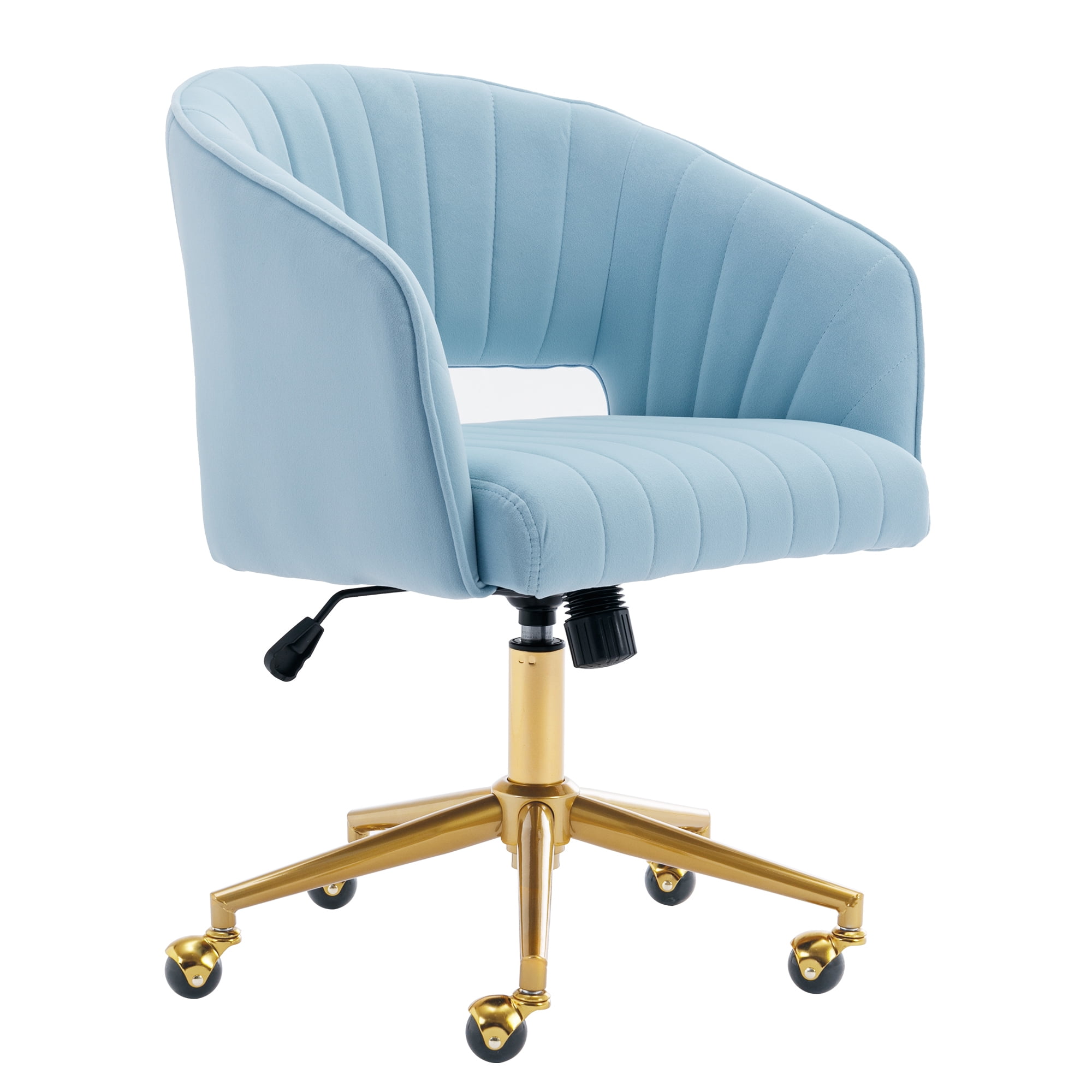 KCC Blue Velvet Office Chair Swivel Desk Chair with Gold Base Ergonomic Study Seat for Girls Women Walmart