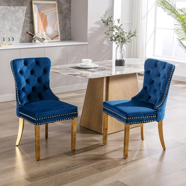 KCC Velvet Dining Chairs Set of 2, Upholstered High-end Tufted Dining ...